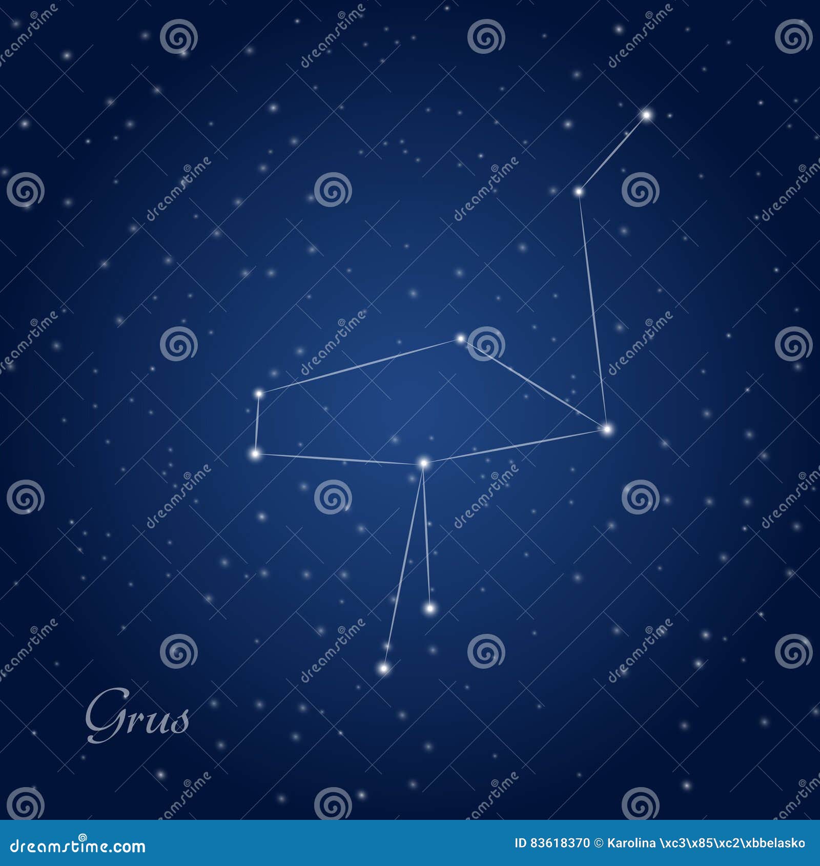 Grus, crane constellation stock vector. Illustration of sparkle - 83618370