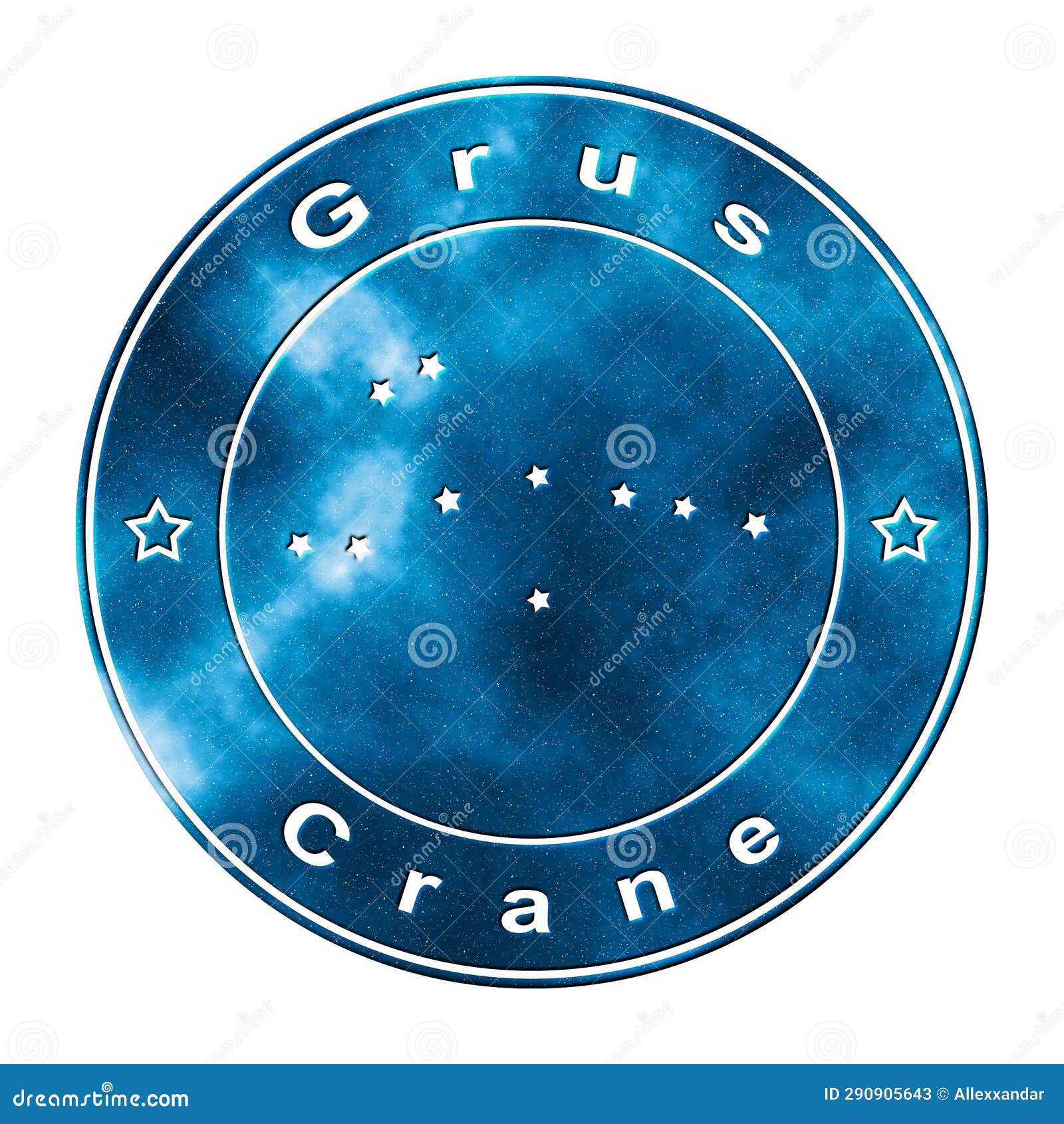 Grus The Crane Constellation Map On A Starry Space Background With The ...