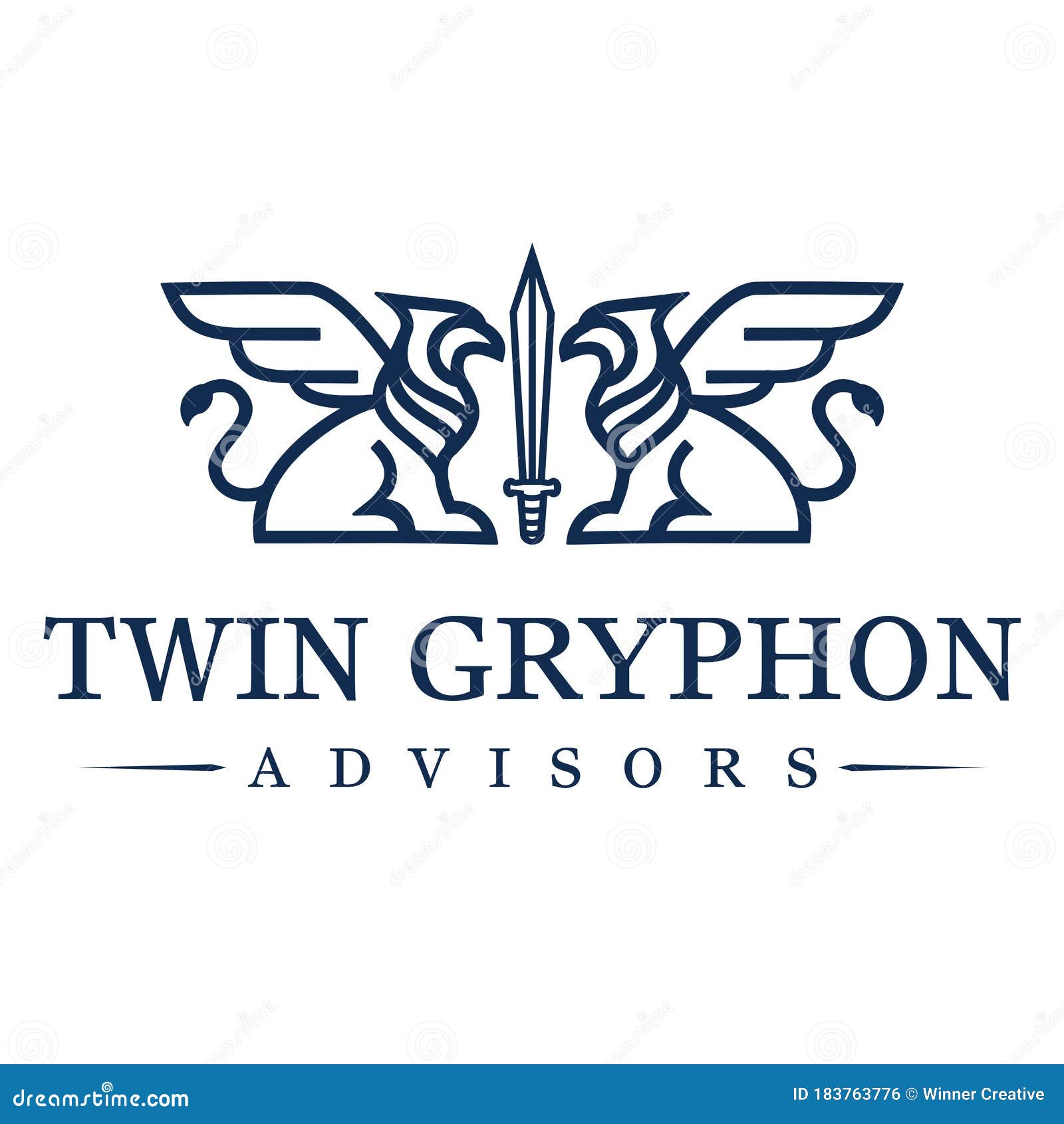 Gryphon Logo Design stock vector. Illustration of icon - 183763776