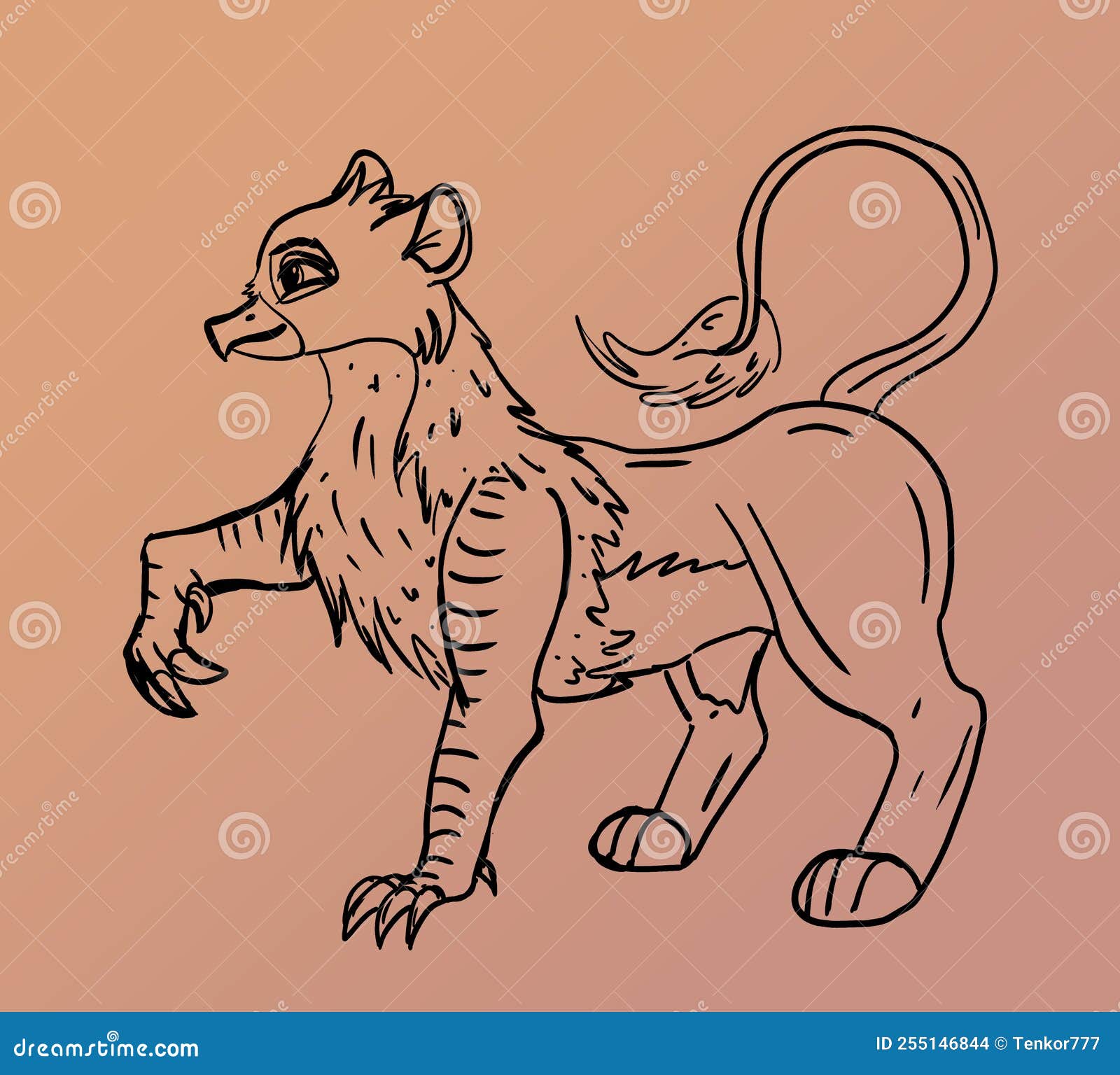 Gryphon Outline Illustration. Digital Art. Doodle Style. Stock ...
