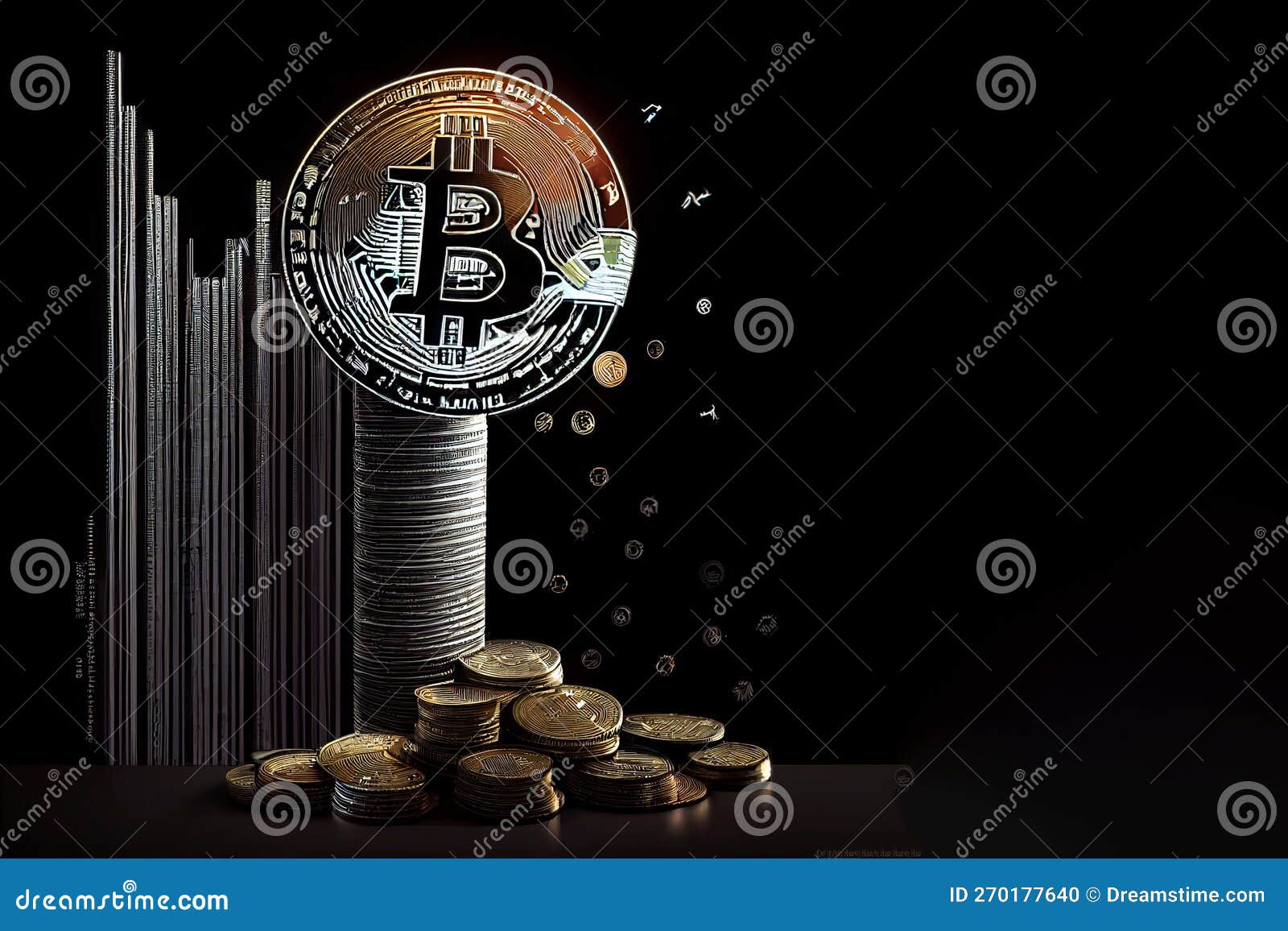 Gráfico De Subida E Queda Da Criptomoeda Bitrate, Apresentado a Partir De Pilhas De Moedas. Ai ...