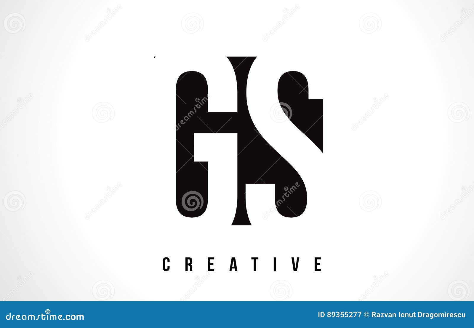 GS G S White Letter Logo Design With Black Square. Cartoon Vector ...