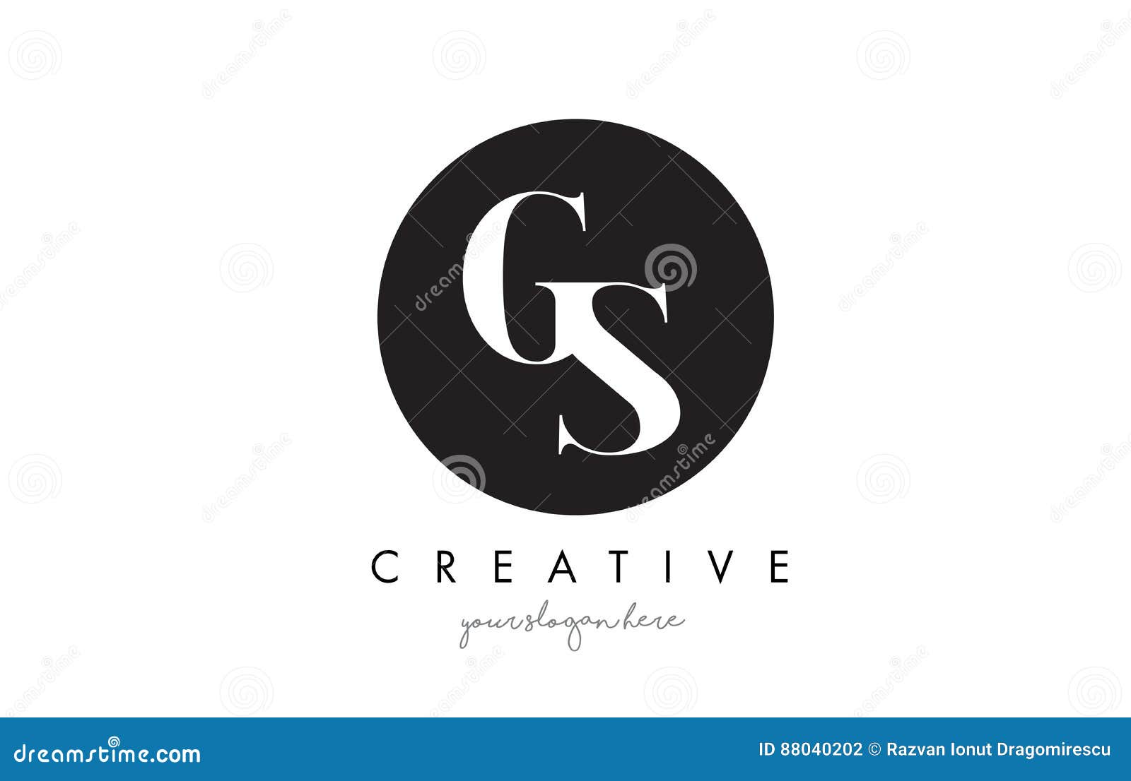 GS Letter Logo Design with Black Circle and Serif Font. Stock Vector ...