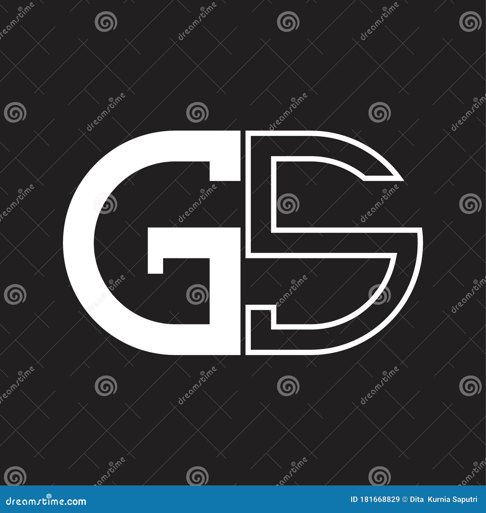 GS Letter Logo Monogram with Oval Shape Negative Space Design Template ...
