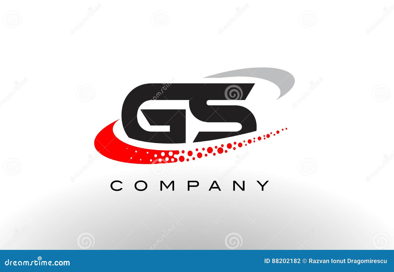 GS Modern Letter Logo Design with Red Dotted Swoosh Stock Vector ...