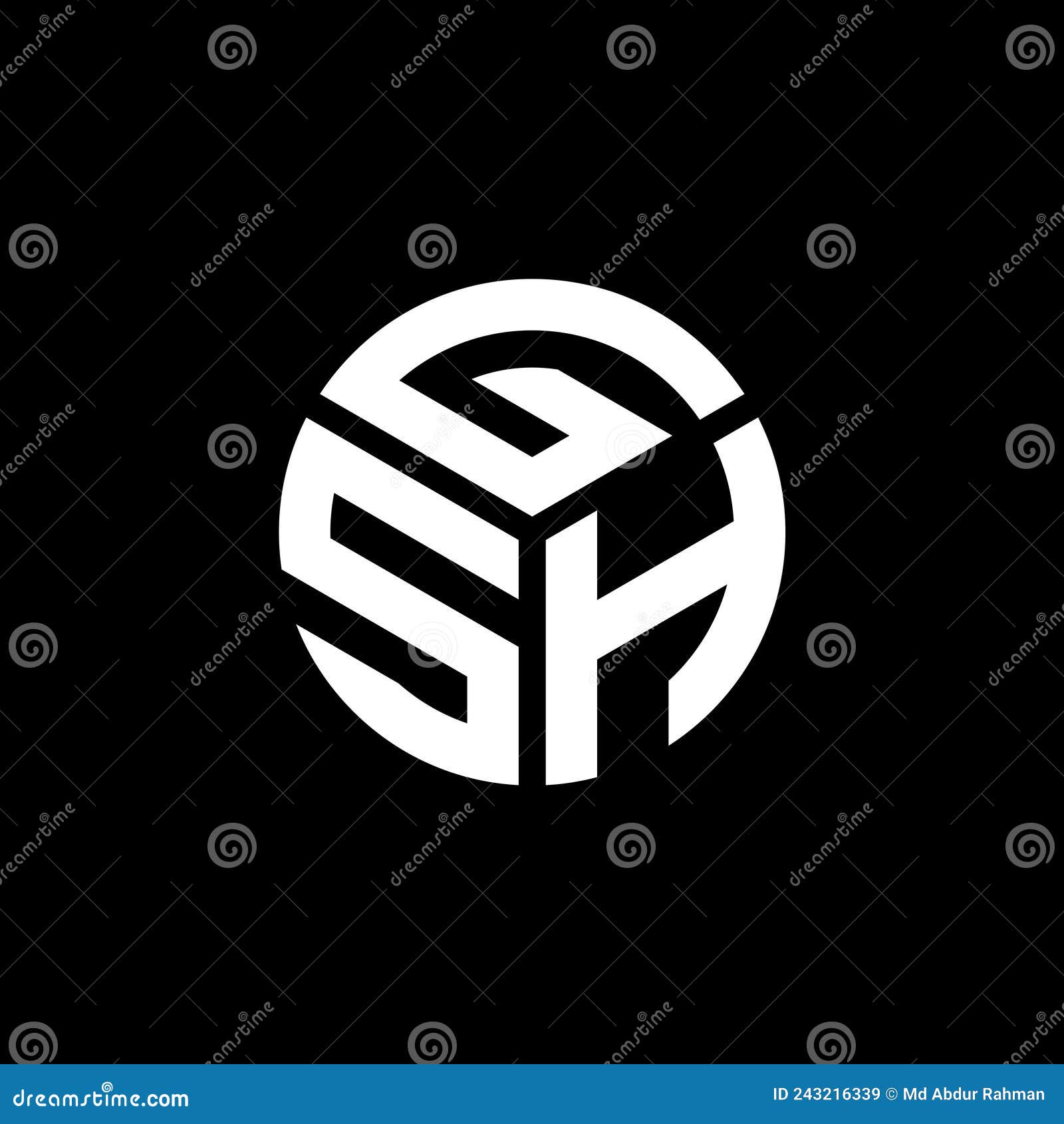 GSH Letter Logo Design On Black Background. GSH Creative Initials ...
