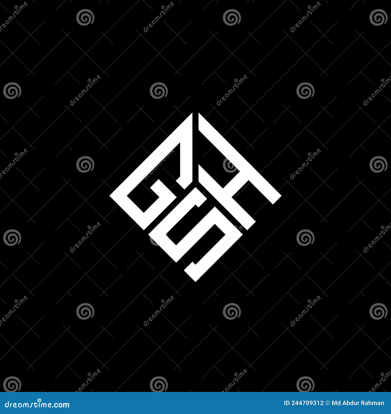GSH Letter Logo Design on Black Background. GSH Creative Initials ...