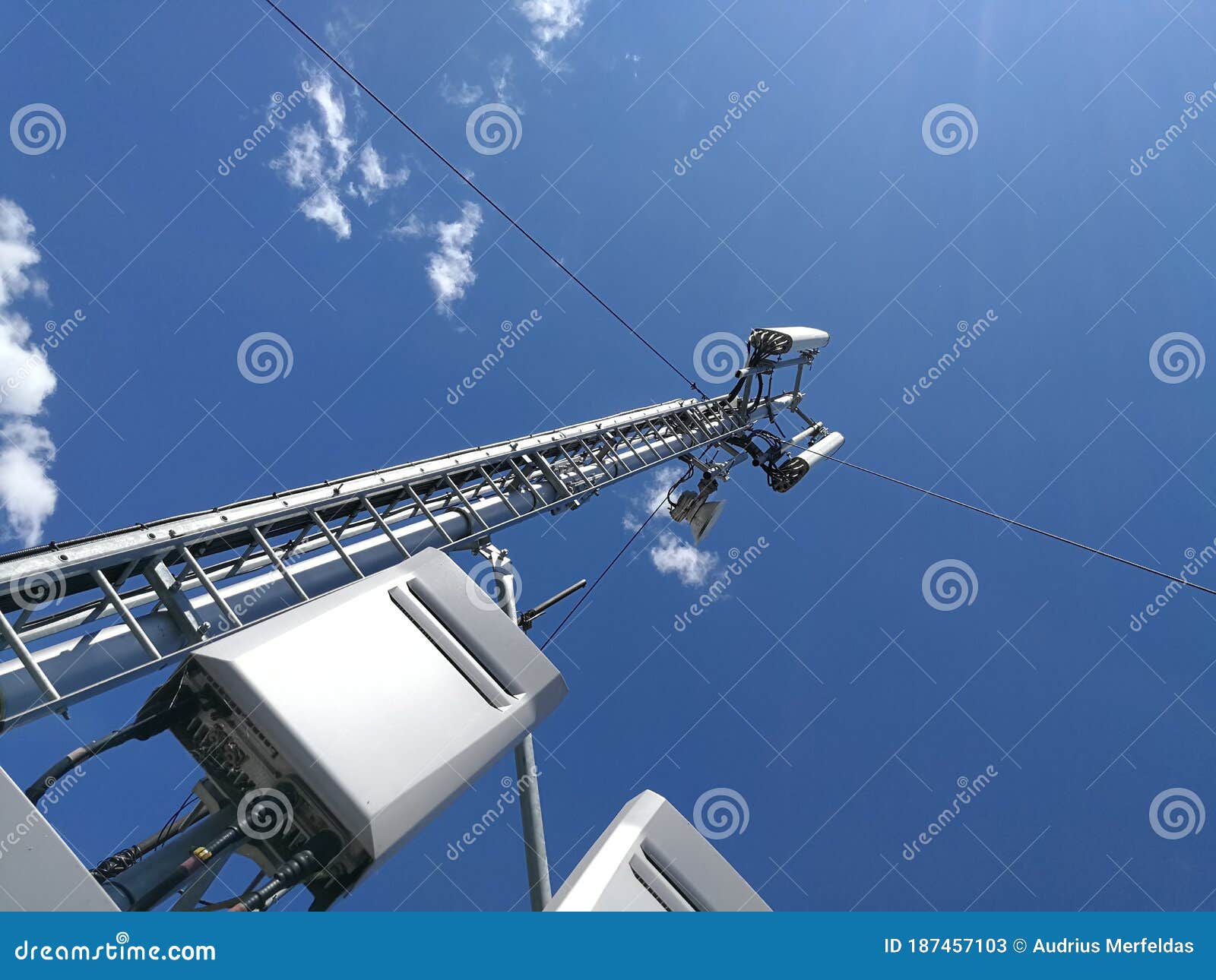 GSM Base Station Antenna in Front of Blue Cloudy Sky Stock Image ...
