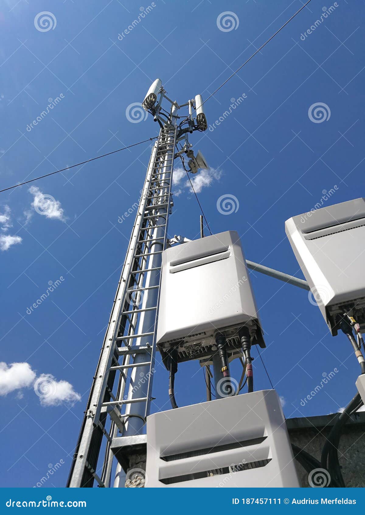 GSM Base Station Antenna in Front of Blue Cloudy Sky Stock Image ...