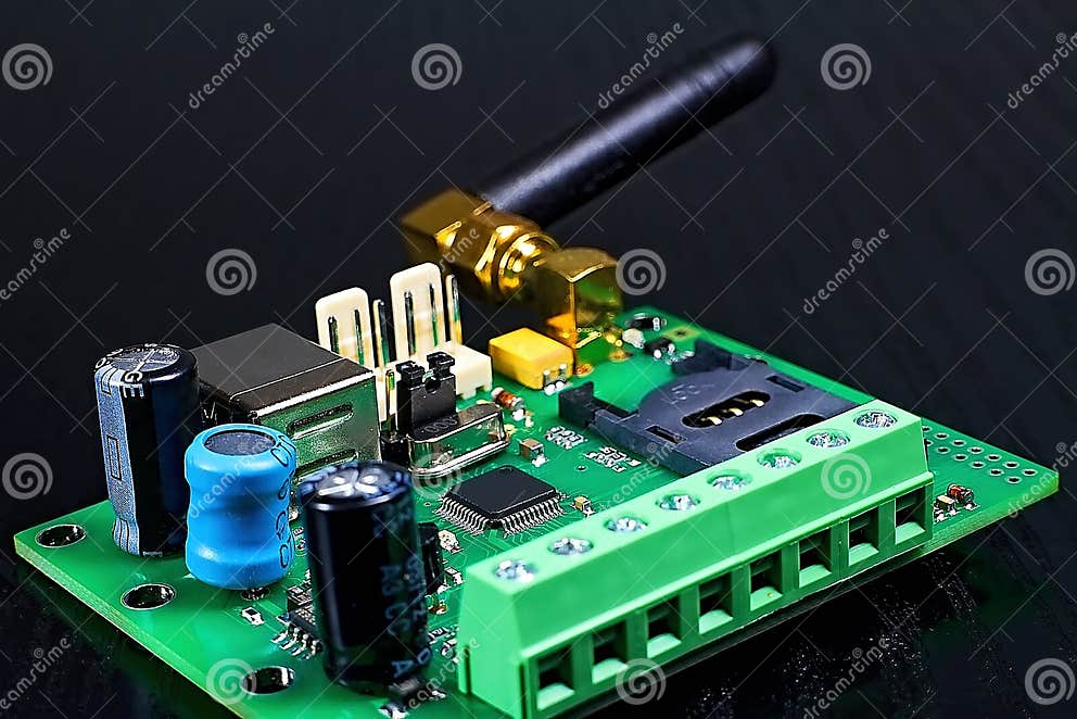 GSM Communicator Hardware with GSM Antenna. Stock Image - Image of ...