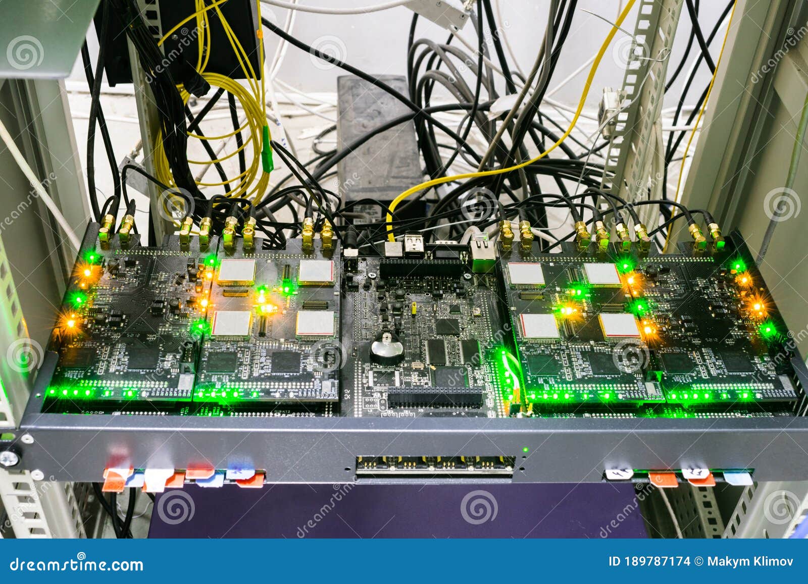 The GSM Gateway in Disassembled State is Installed in a Rack in the ...