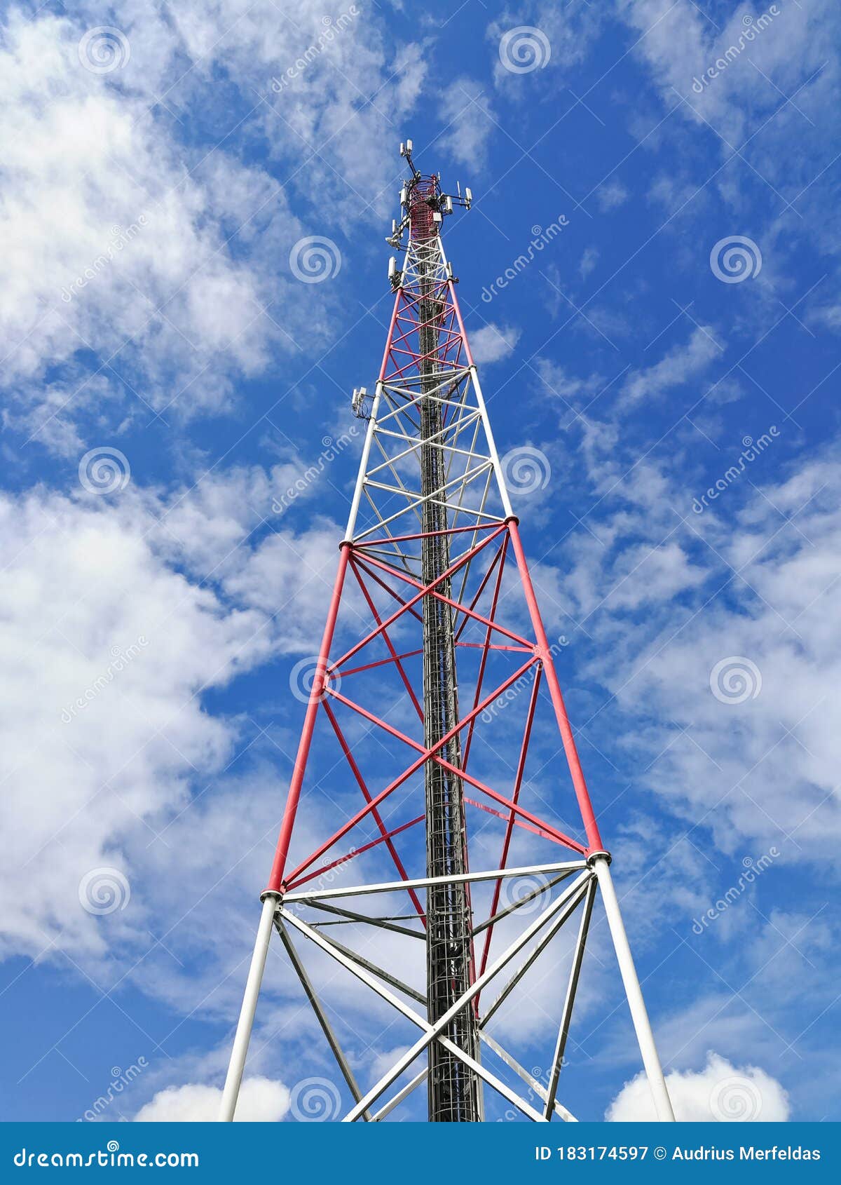 GSM Repeater Tower in Front of Blue Cloudy Sky Stock Image - Image of ...