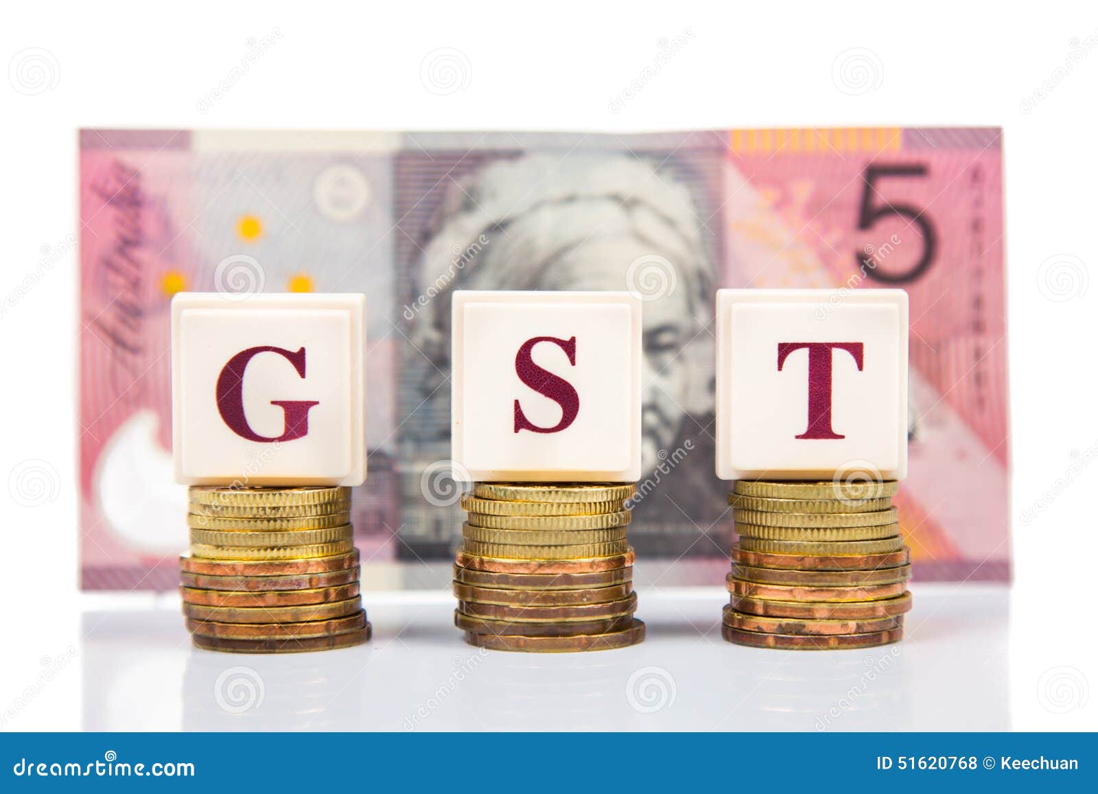 GST or Good and Services Tax Concept with Stack of Coin and Currency As ...