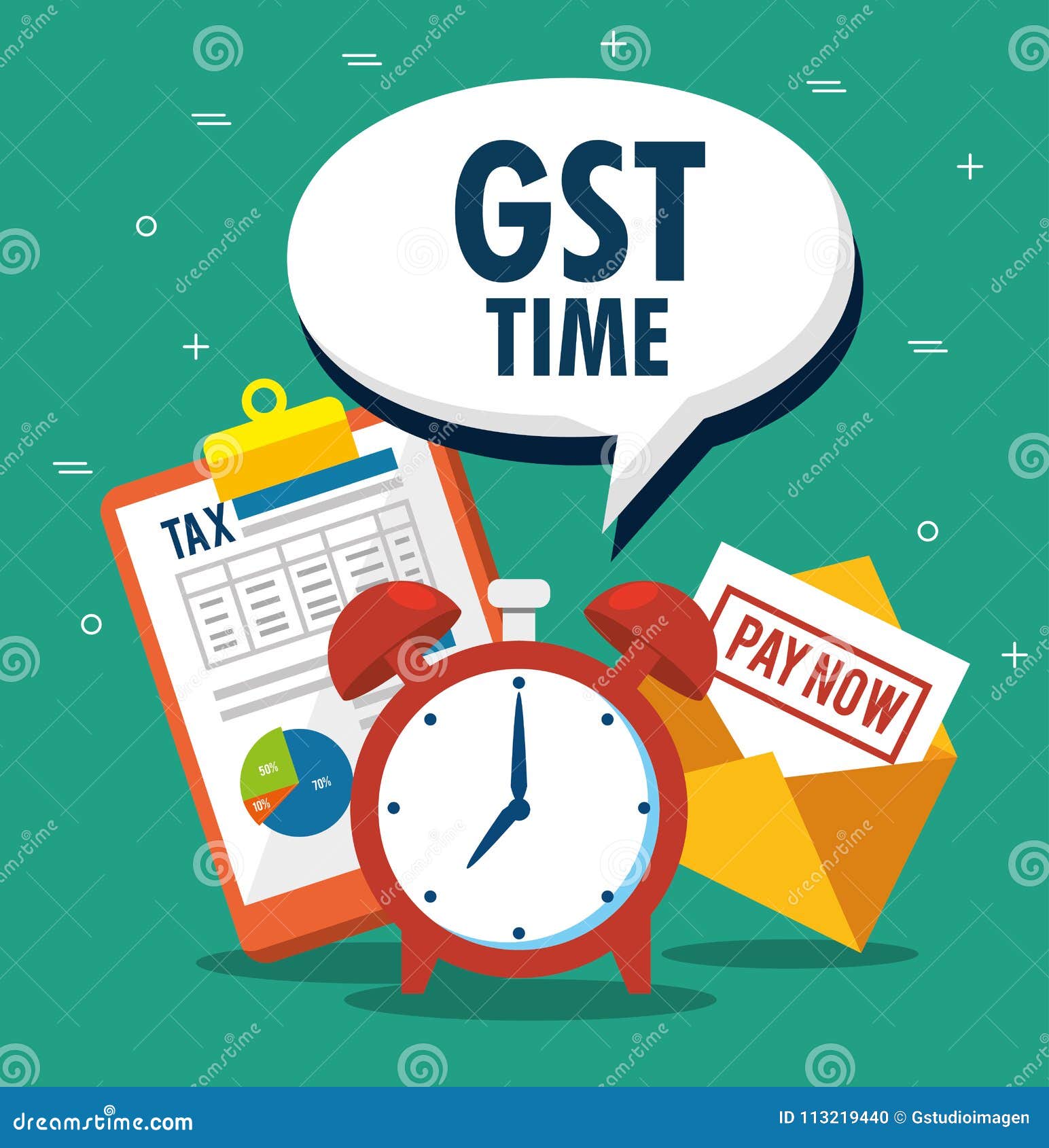 Gst Time Set Elements Icons Stock Vector - Illustration of government ...