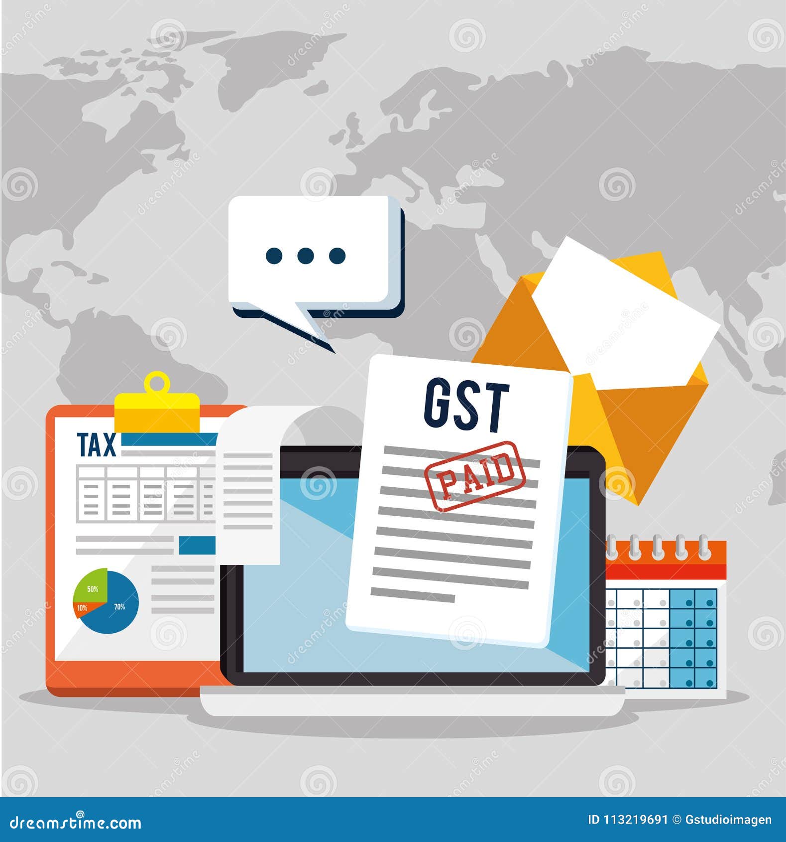 Gst Time Set Elements Icons Stock Vector - Illustration of currency ...