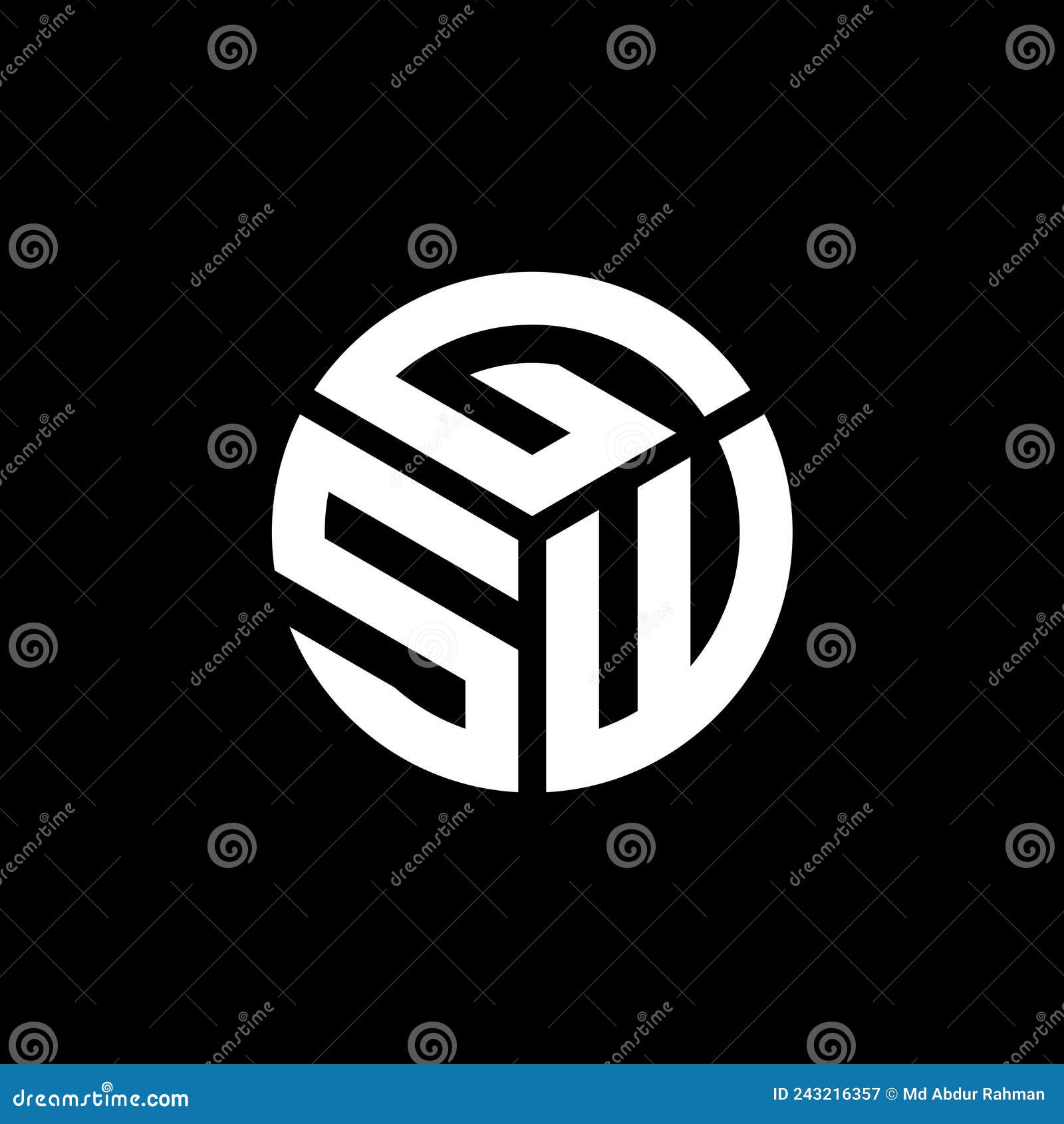 GSW Letter Logo Design on Black Background. GSW Creative Initials ...