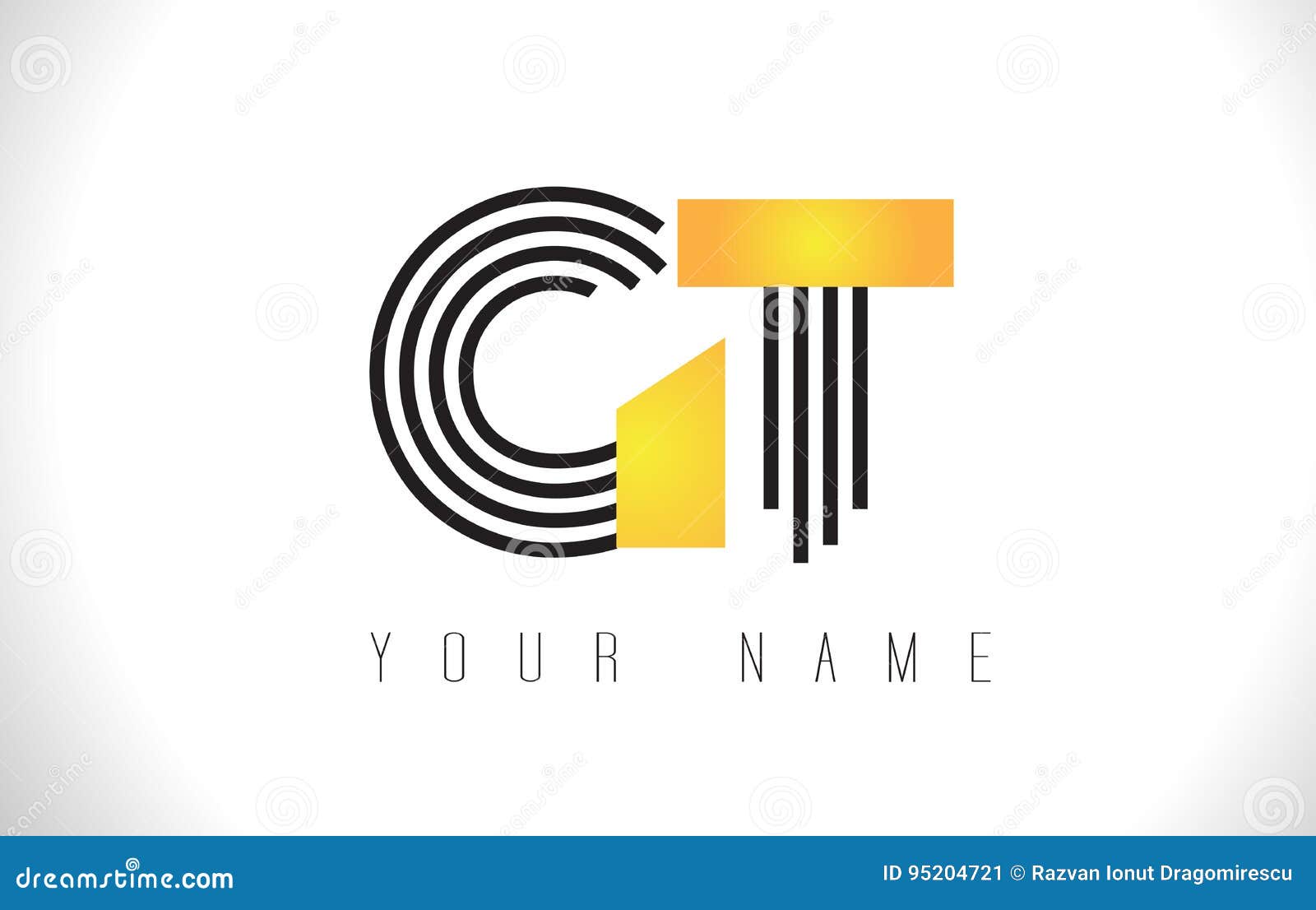 GT Black Lines Letter Logo. Creative Line Letters Vector Templat Stock ...