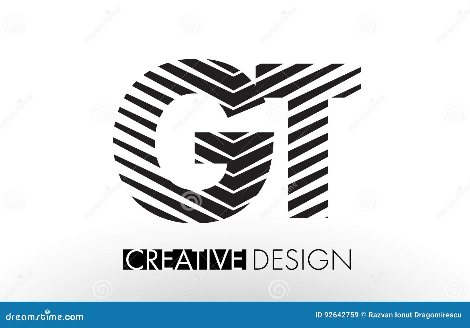 GT G T Lines Letter Design with Creative Elegant Zebra Stock Vector ...