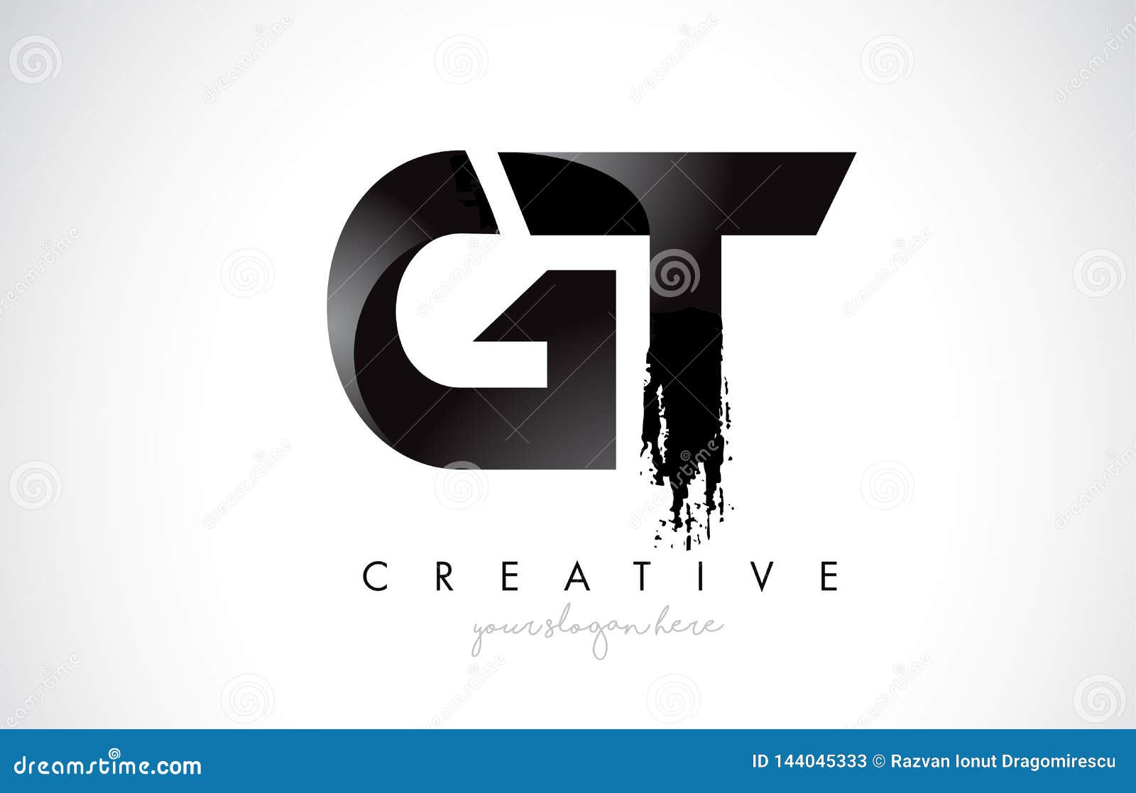 GT Letter Design with Brush Stroke and Modern 3D Look Stock Vector ...