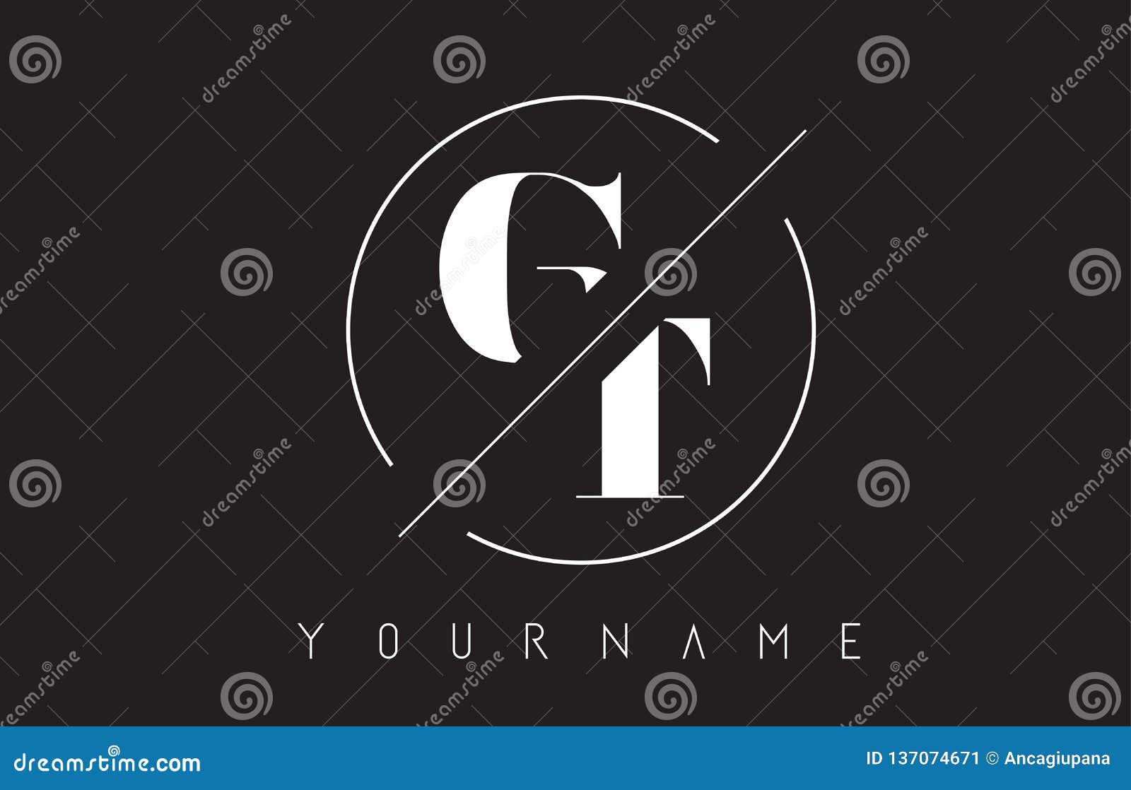 GT Letter Logo with Cutted and Intersected Design Stock Vector ...