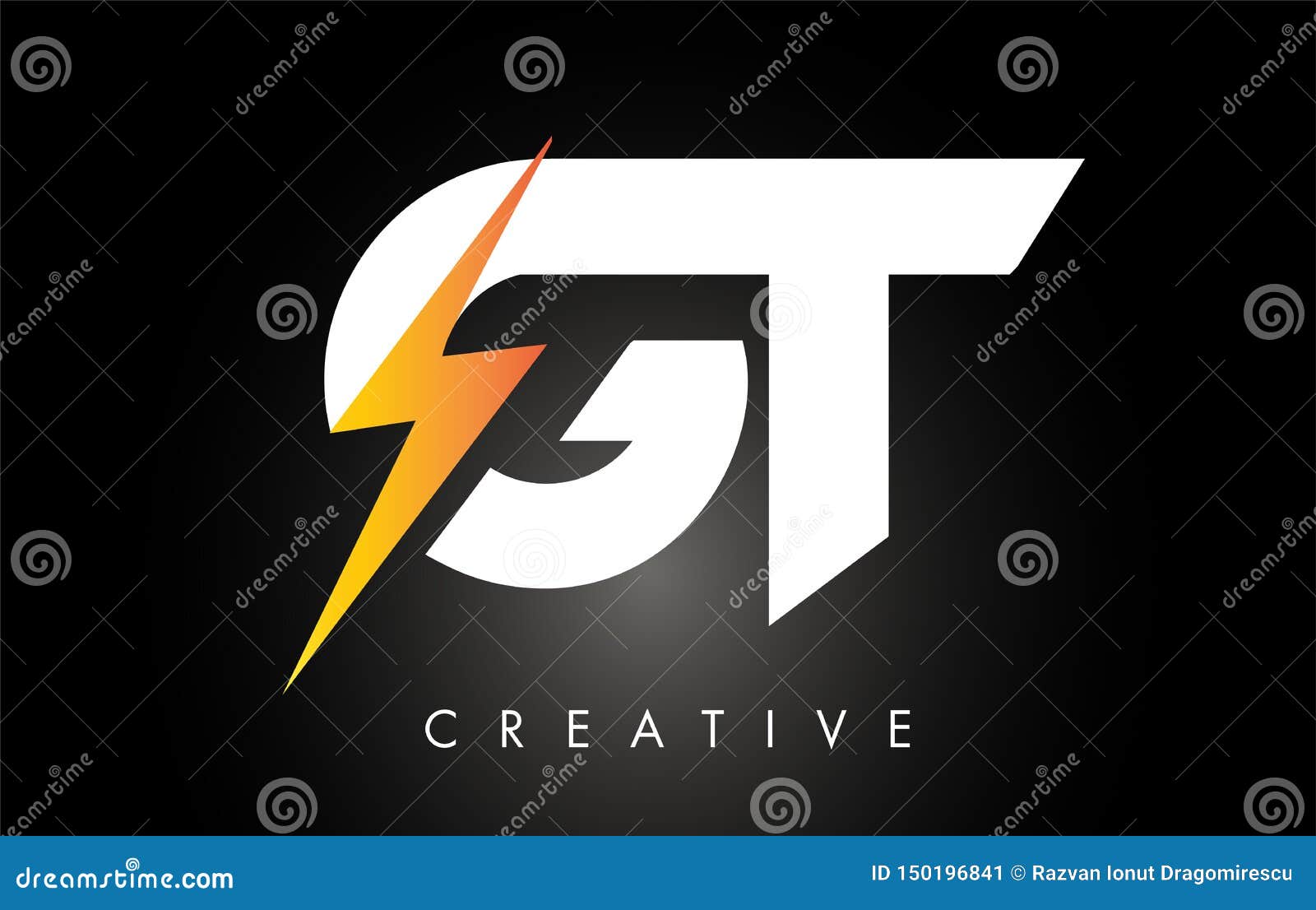 GT Letter Logo Design with Lighting Thunder Bolt. Electric Bolt Letter ...