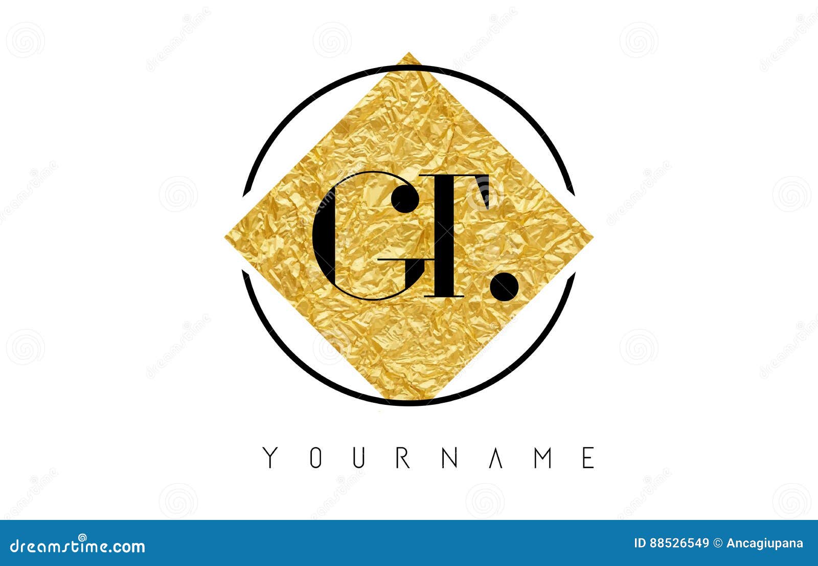 GT Letter Logo with Golden Foil Texture. Stock Vector - Illustration of ...