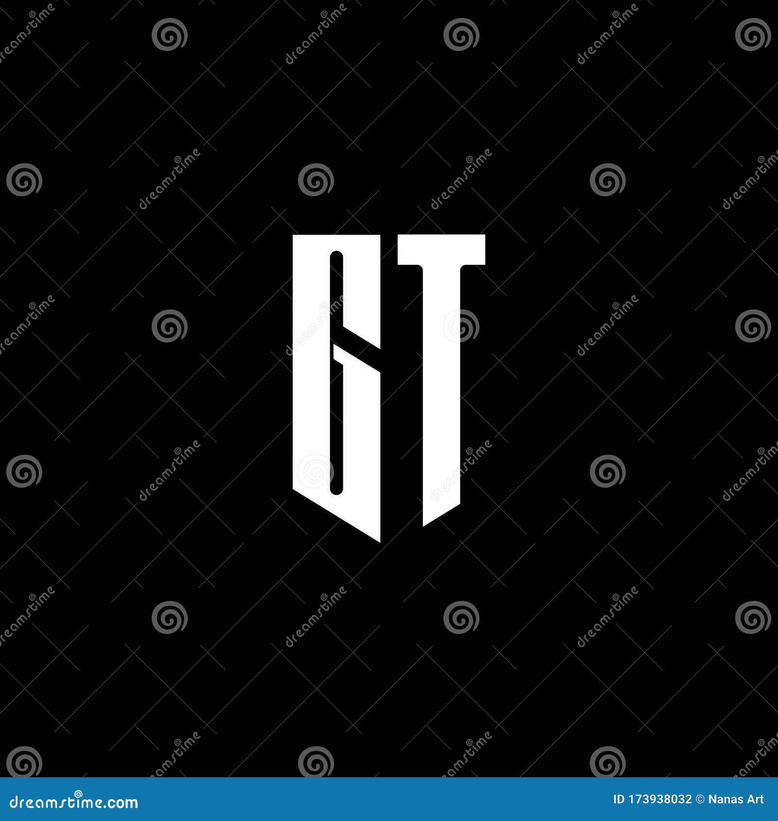 GT Logo Monogram with Emblem Style Isolated on Black Background Stock ...