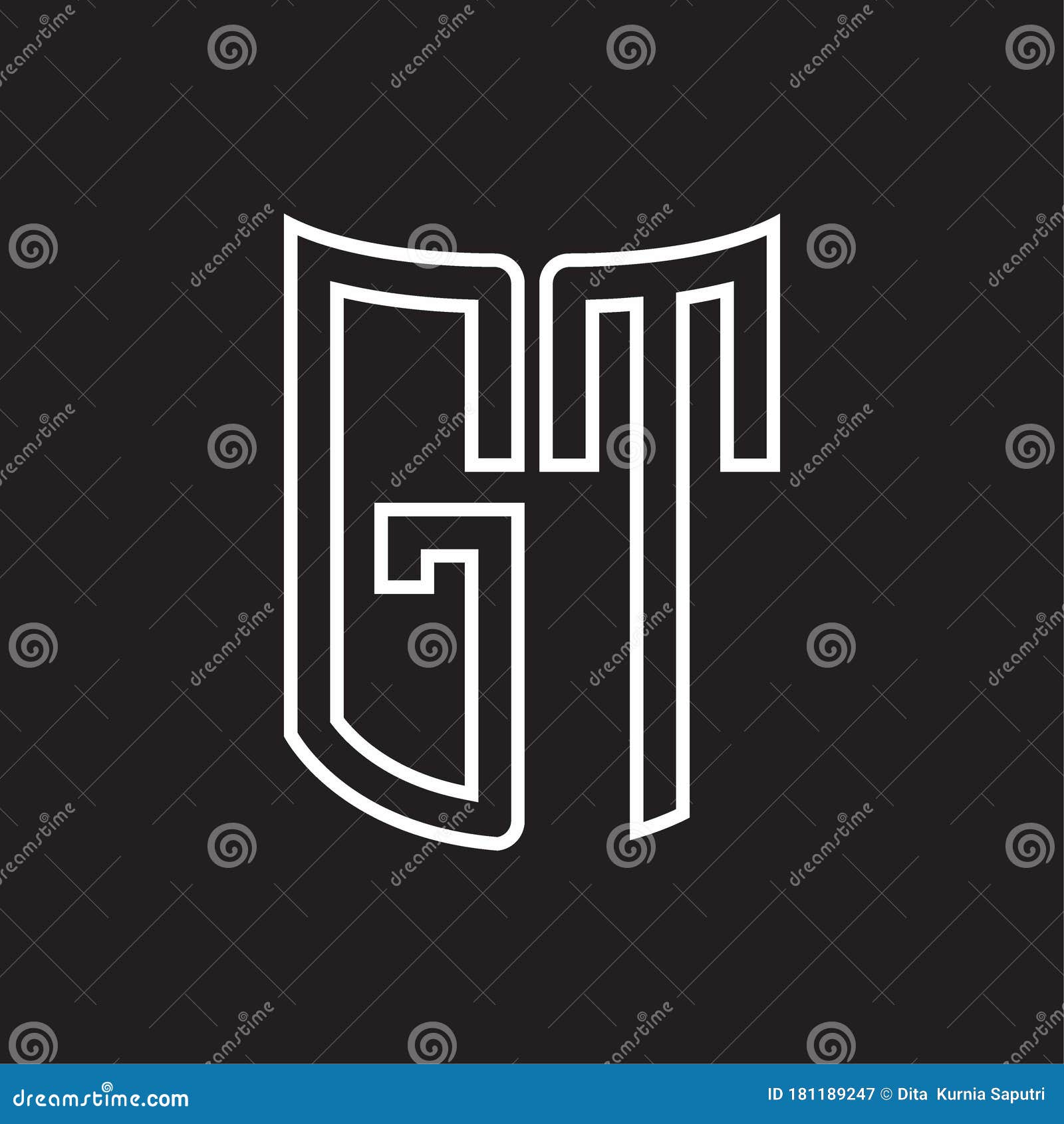GT Logo Monogram with Ribbon Style Outline Design Template Stock Vector ...