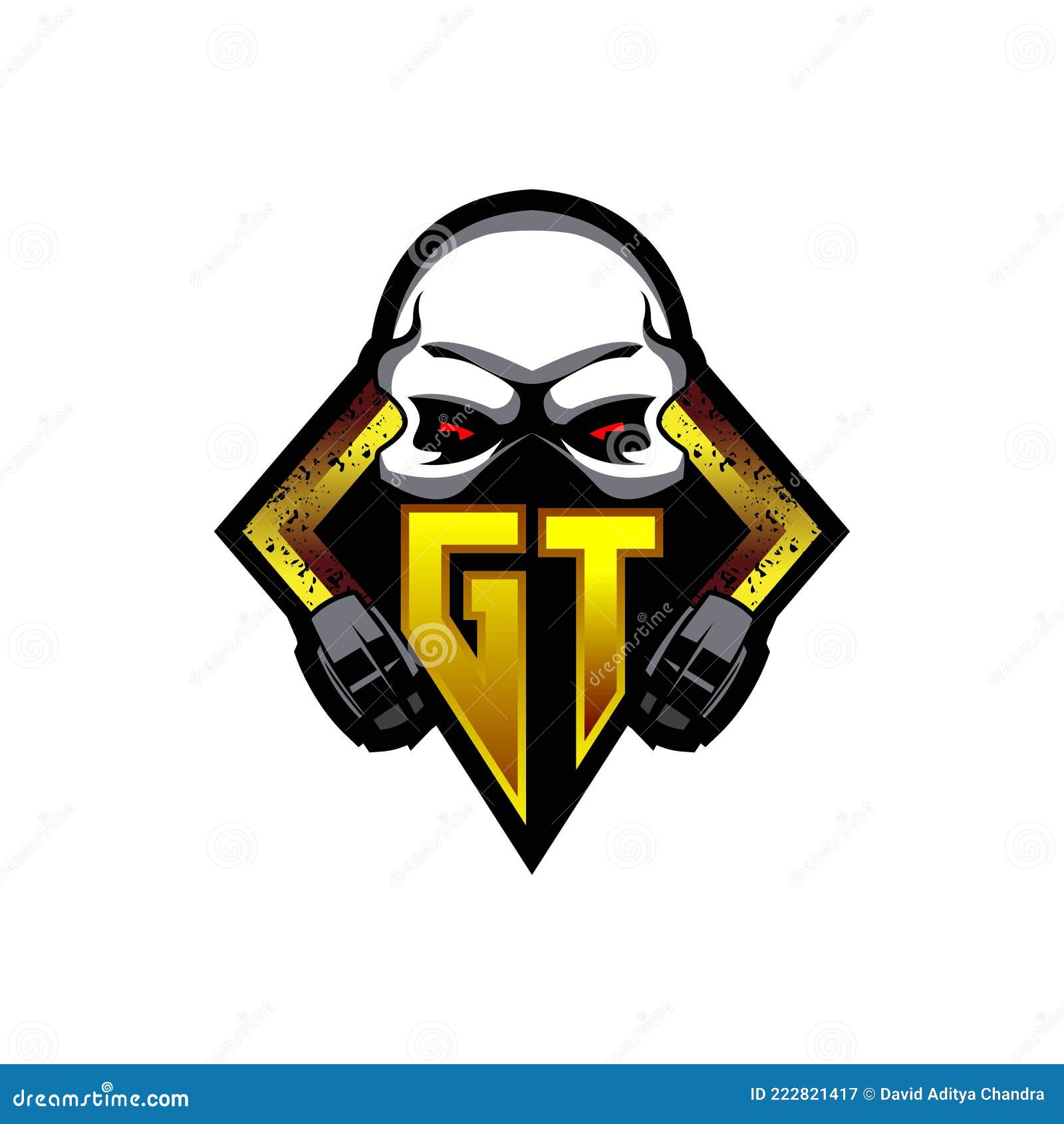 GT Logo Monogram with Skull Shape Designs Template Stock Vector ...