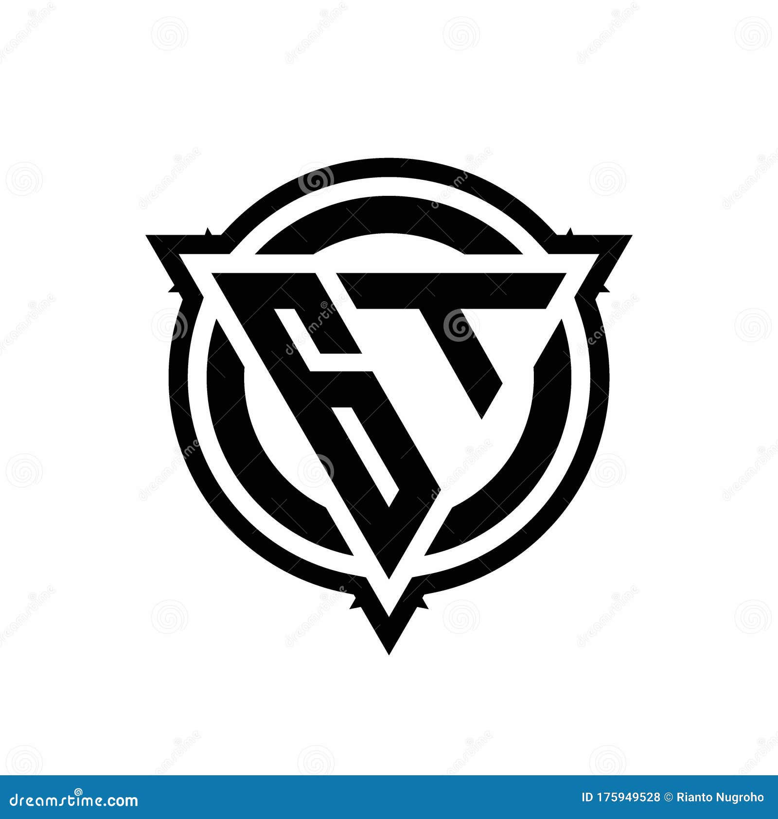 GT Logo with Triangle Shape and Circle with Outline Rounded Design ...