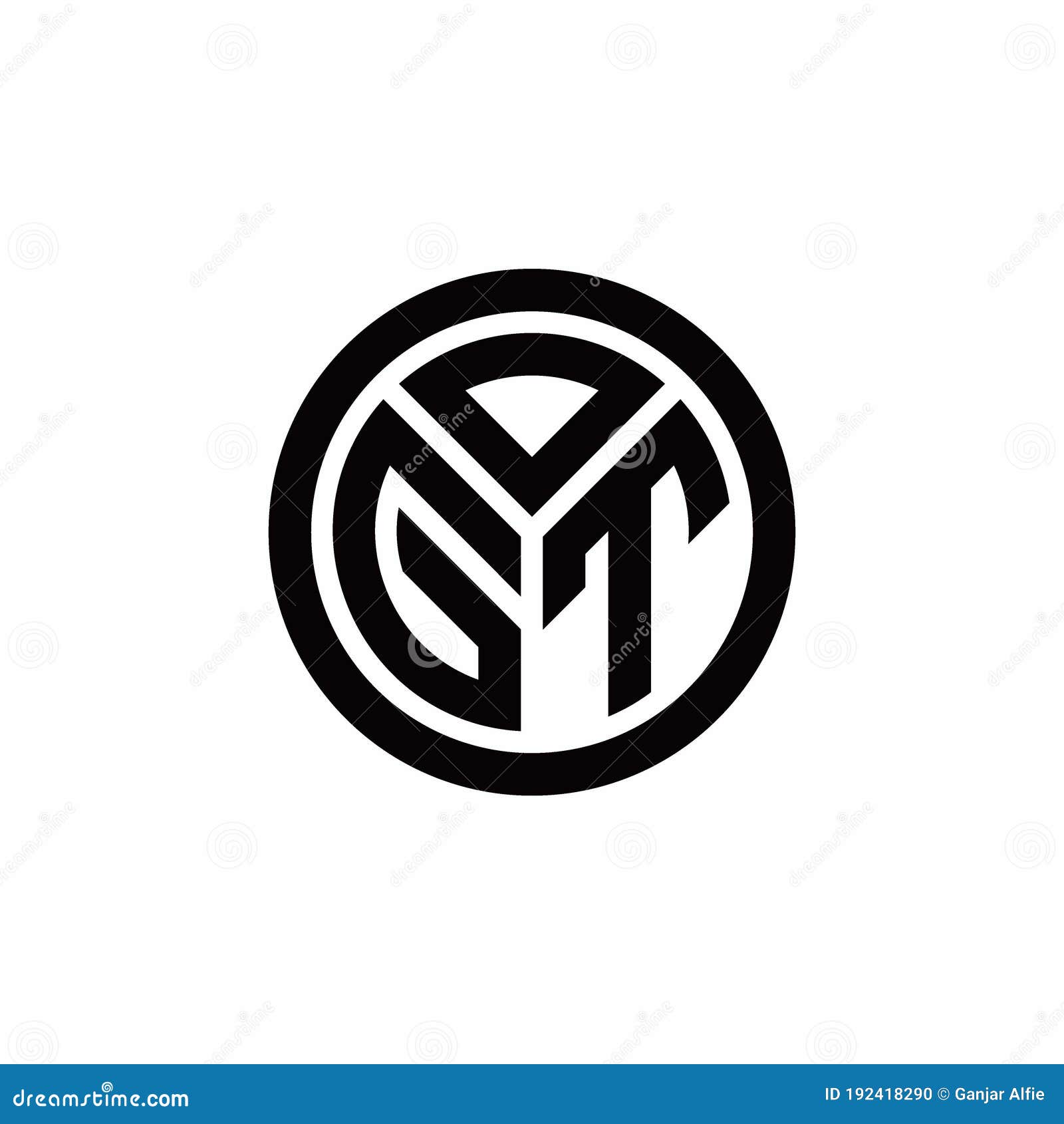 GT Monogram Logo with Circle Outline Design Template Stock Vector ...