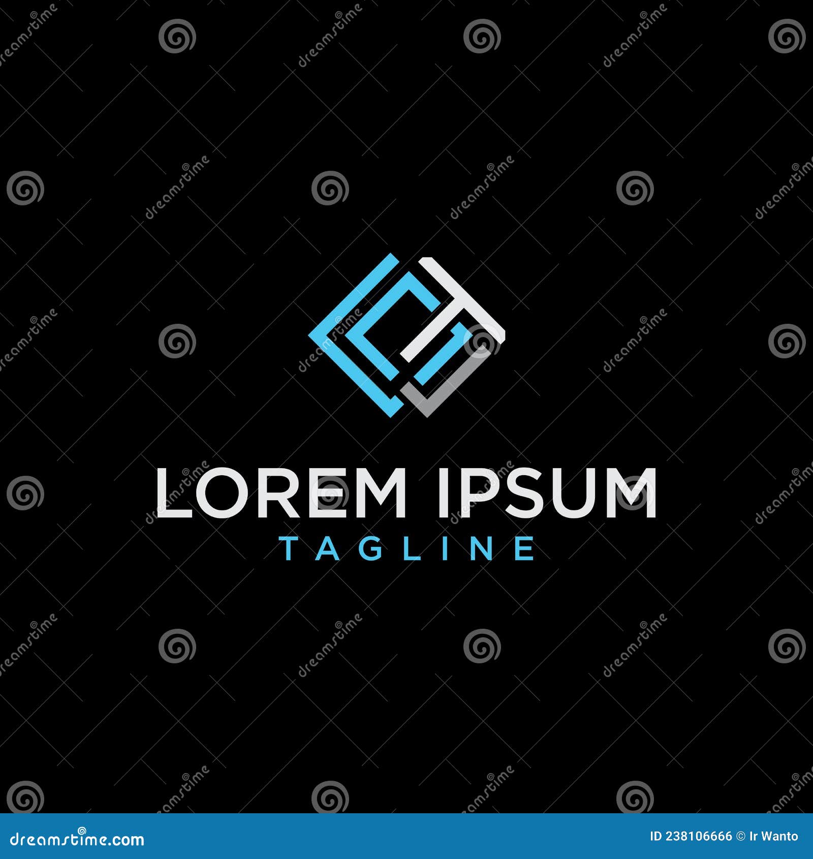 Gt or Tg Square Logo Design Stock Vector - Illustration of negative ...