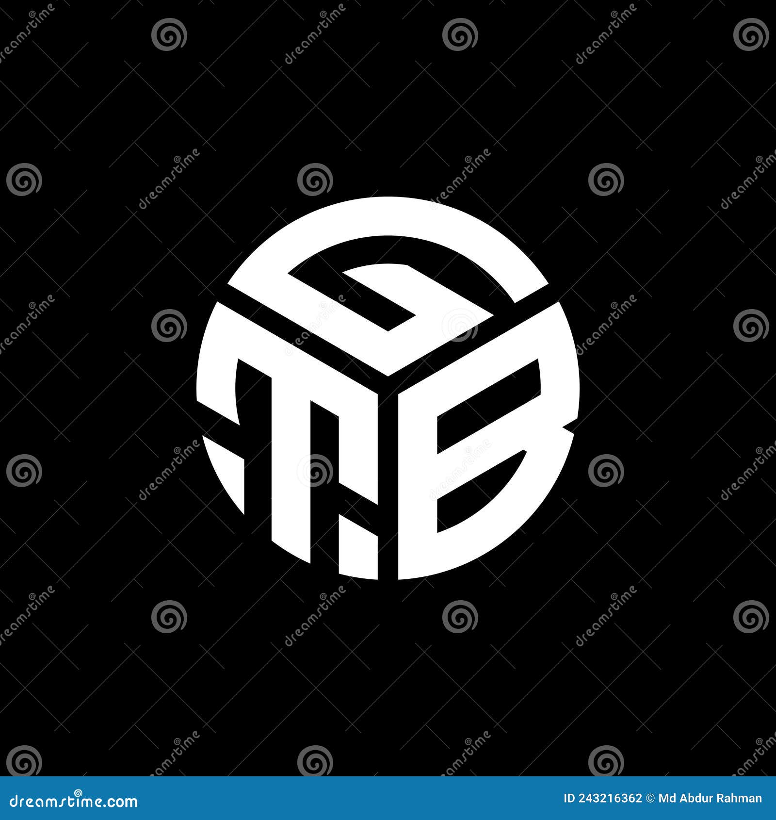 GTB Letter Logo Design On Black Background. GTB Creative Initials ...