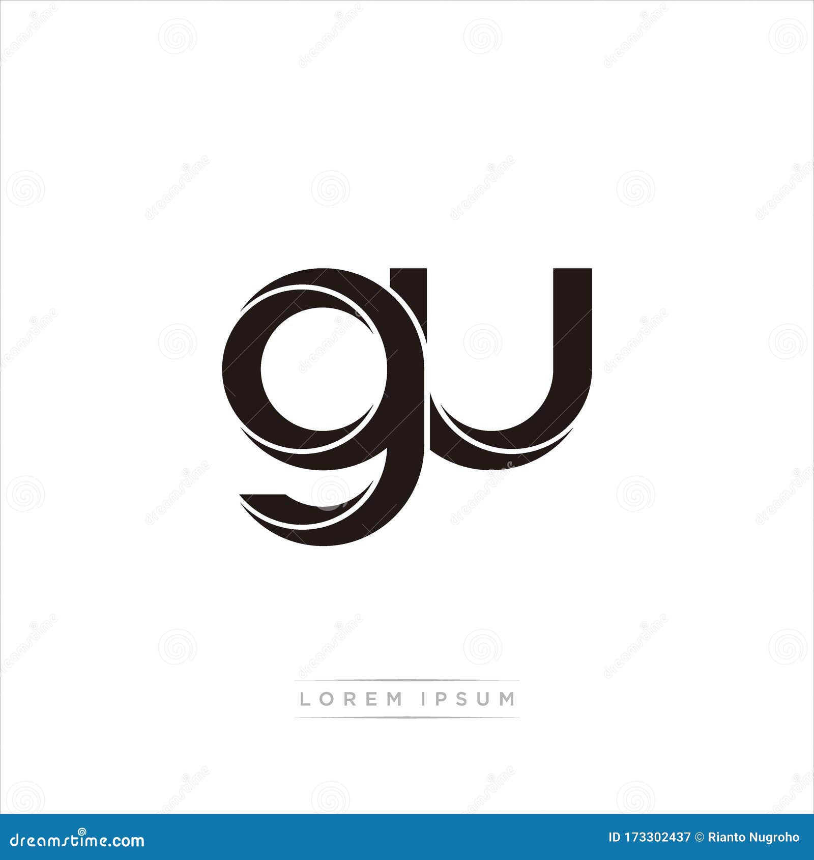 Gu Initial Letter Split Lowercase Modern Monogram Linked Outline ...