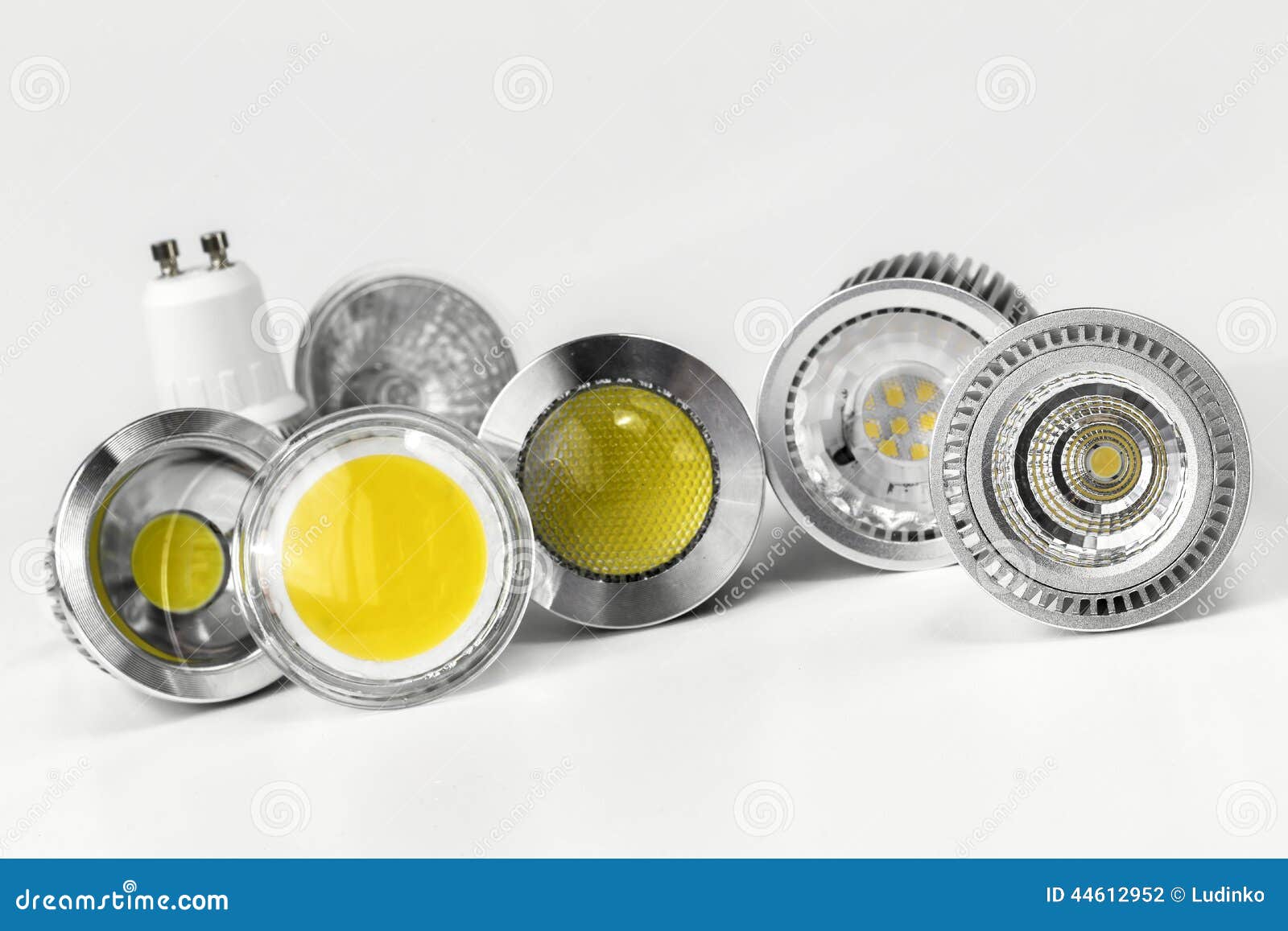 GU10 LED Bulbs with Different Sizes of Chips Used Stock Photo - Image ...