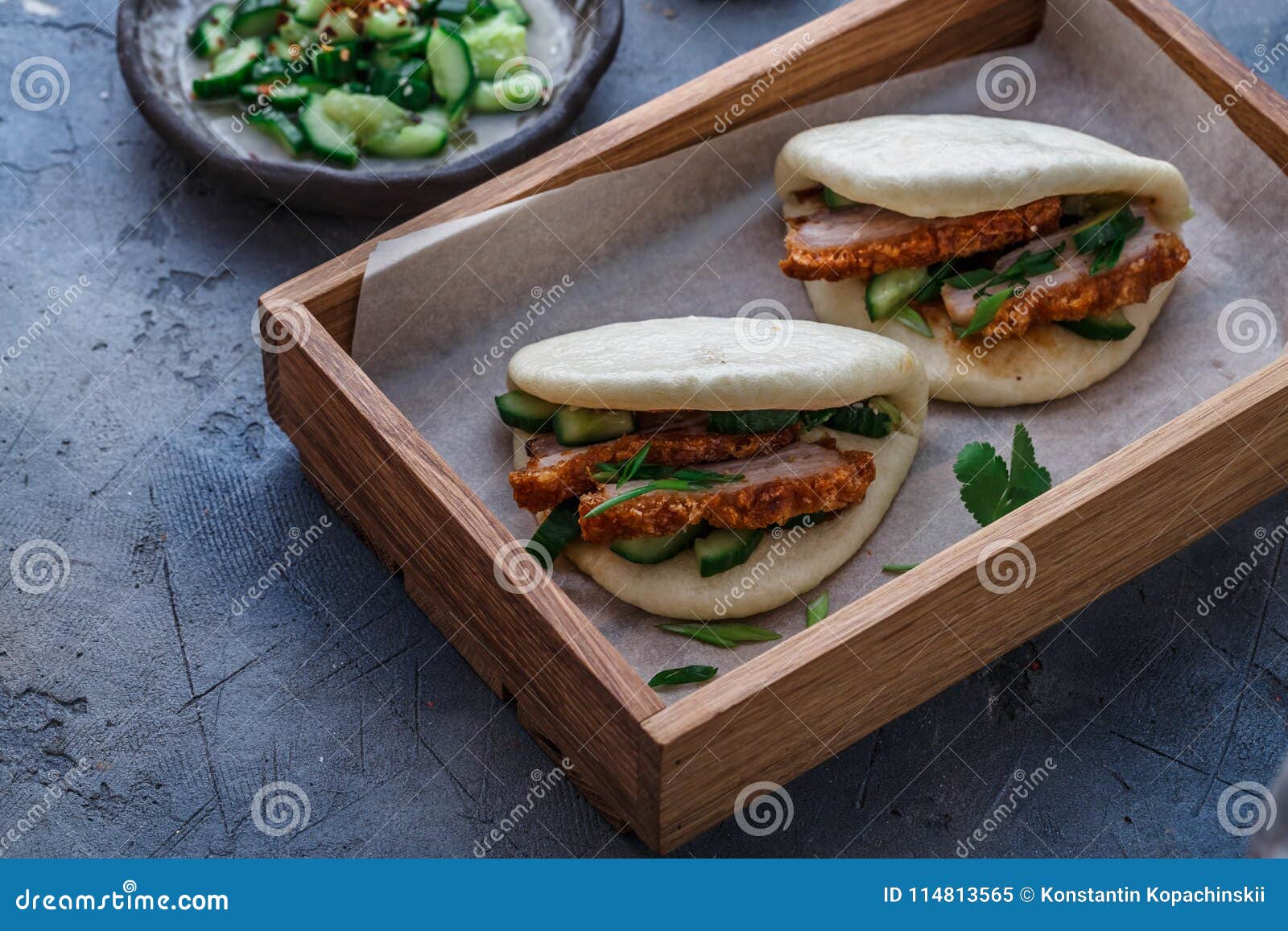 Gua Bao, Steamed Buns, with Pork Belly, Close View Stock Image - Image ...