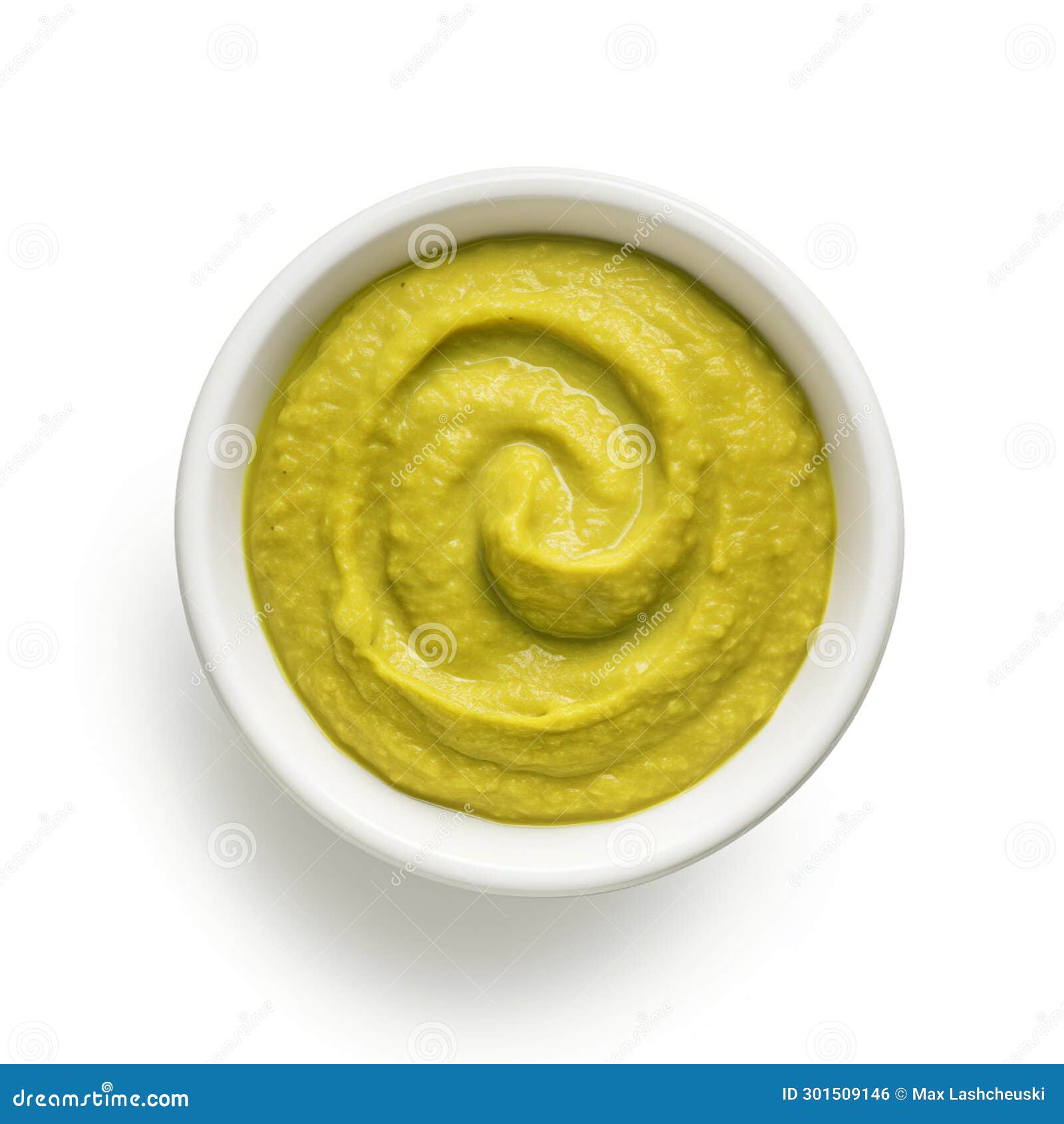 Guacamole, Avocado Dip Isolated on White Background, Top View Stock ...