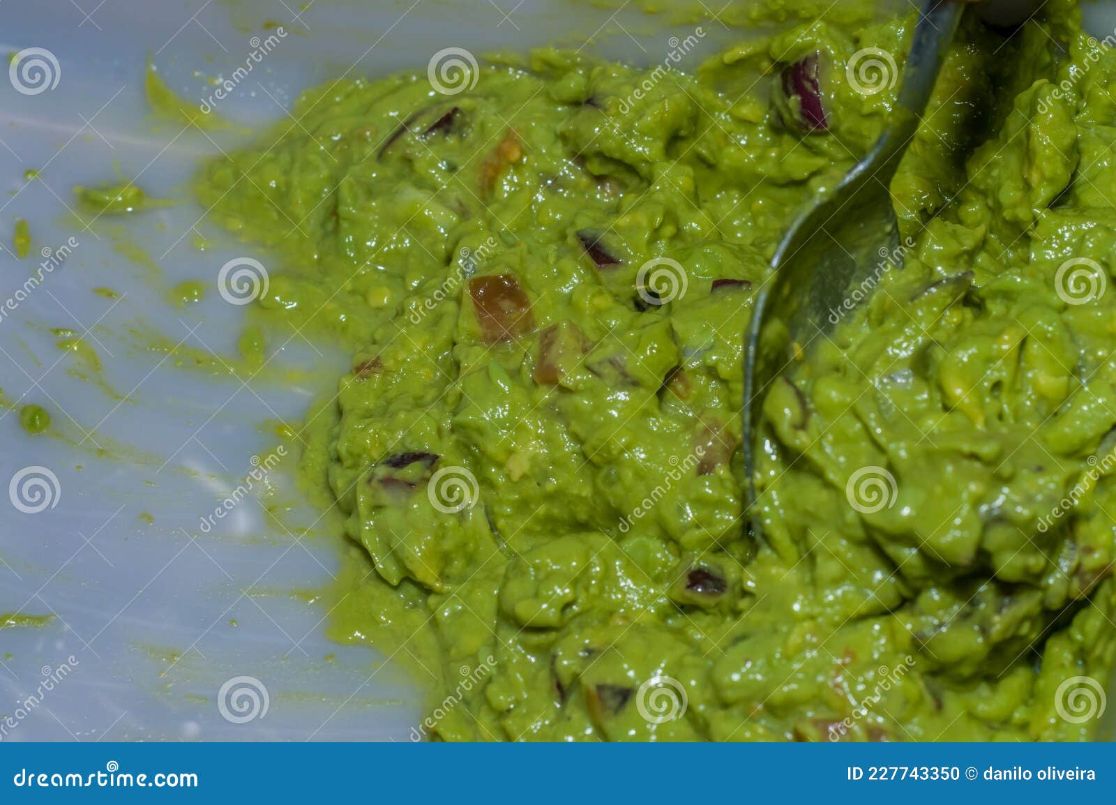 Guacamole Texture with Spoon and Copy Space Stock Photo - Image of meal ...