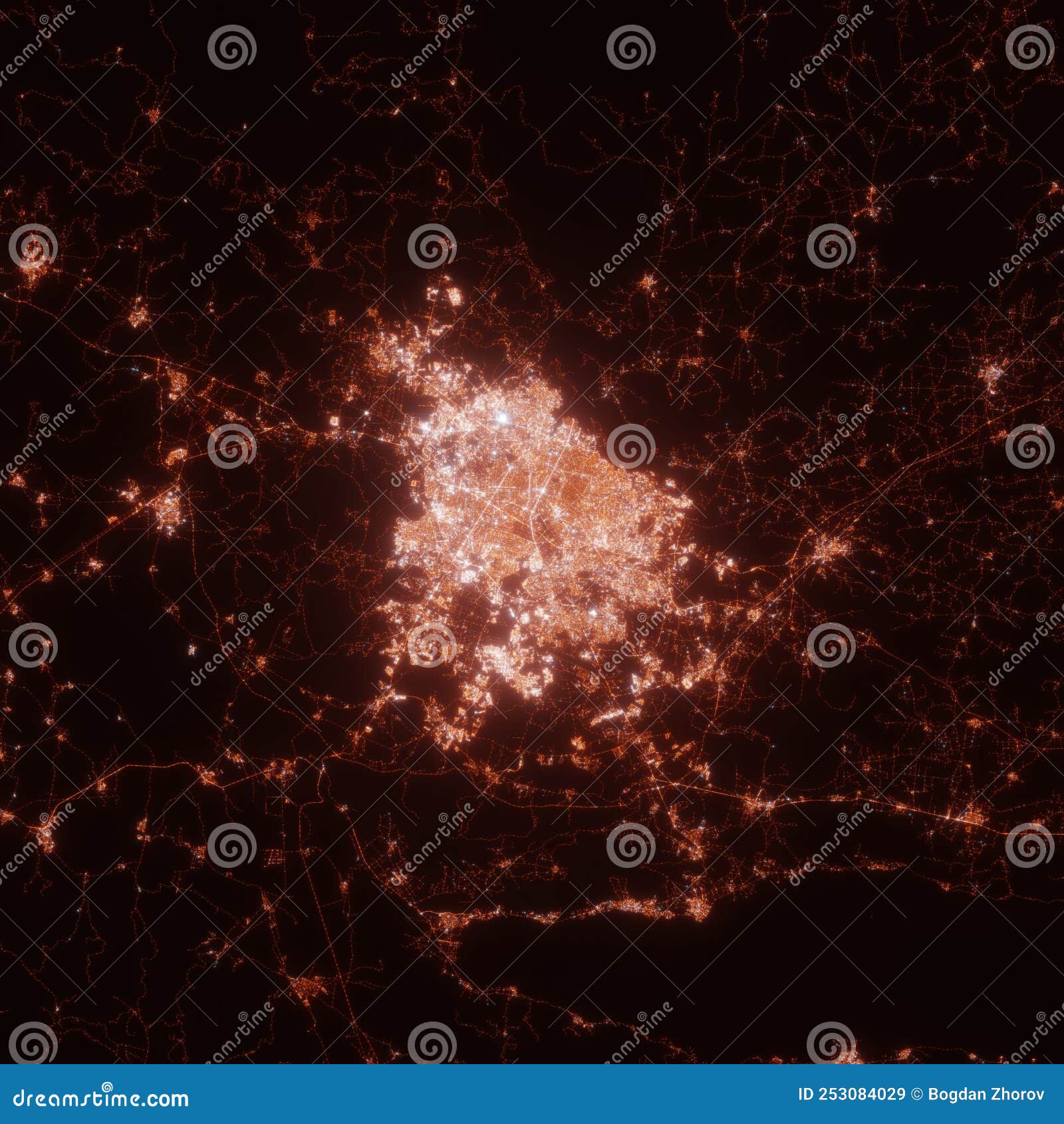 Guadalajara City Lights Map, Top View from Space. Aerial View on Night ... Guadalajara City Lights Map, Top View from Space. Aerial View on Night ...