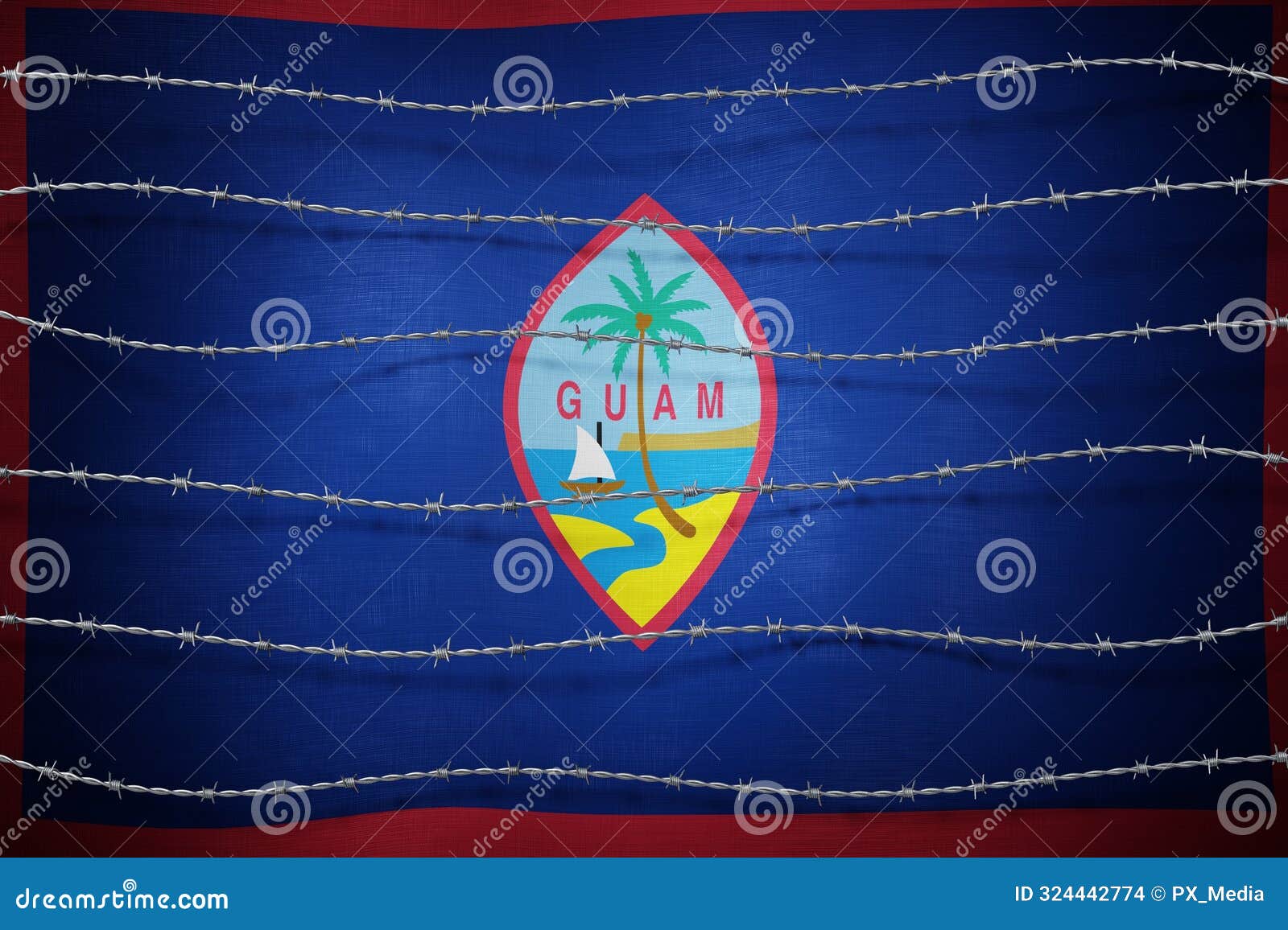 Guam Flag - Realistic Waving Fabric Flag Stock Image | CartoonDealer ...