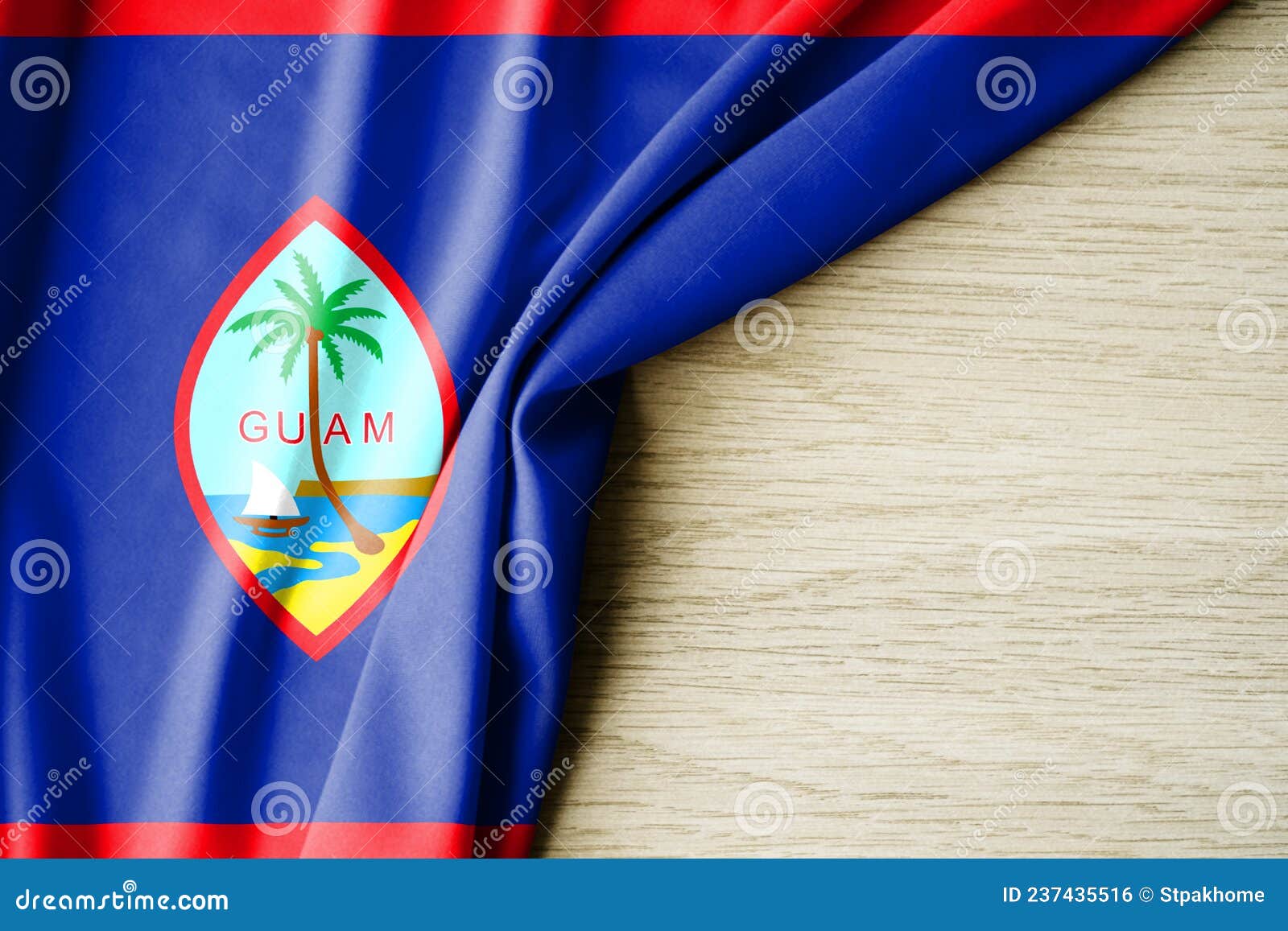 Guam Flag. Fabric Pattern Flag of Guam. 3d Illustration Stock ...