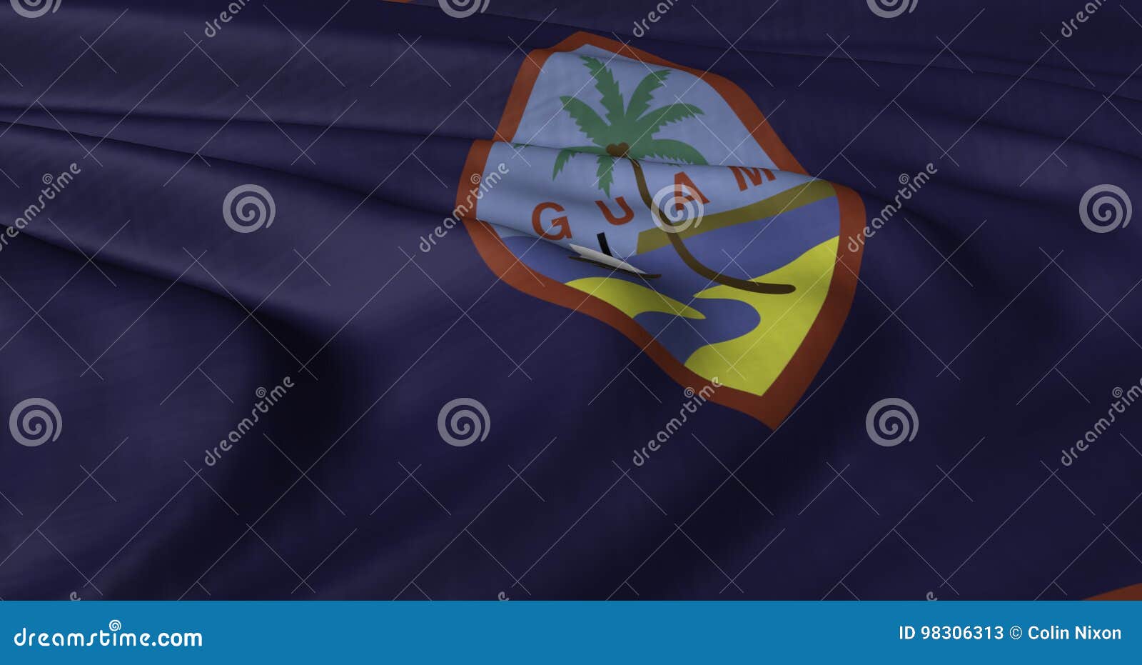 Guam Flag Fluttering in Light Breeze Stock Illustration - Illustration ...