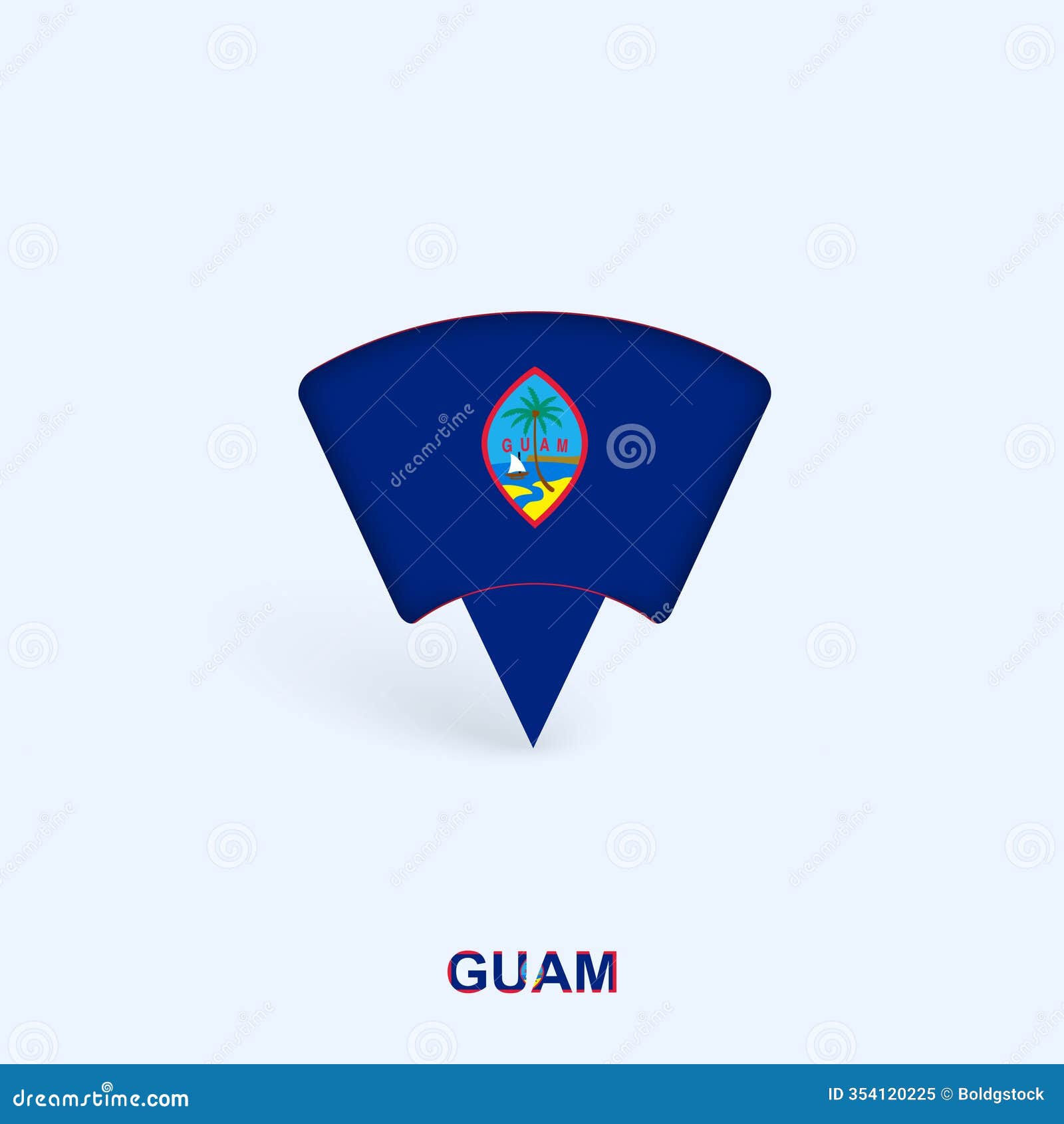 Guam Map Design With 3D Style. Blue Guam Map And National Flag. Simple ...