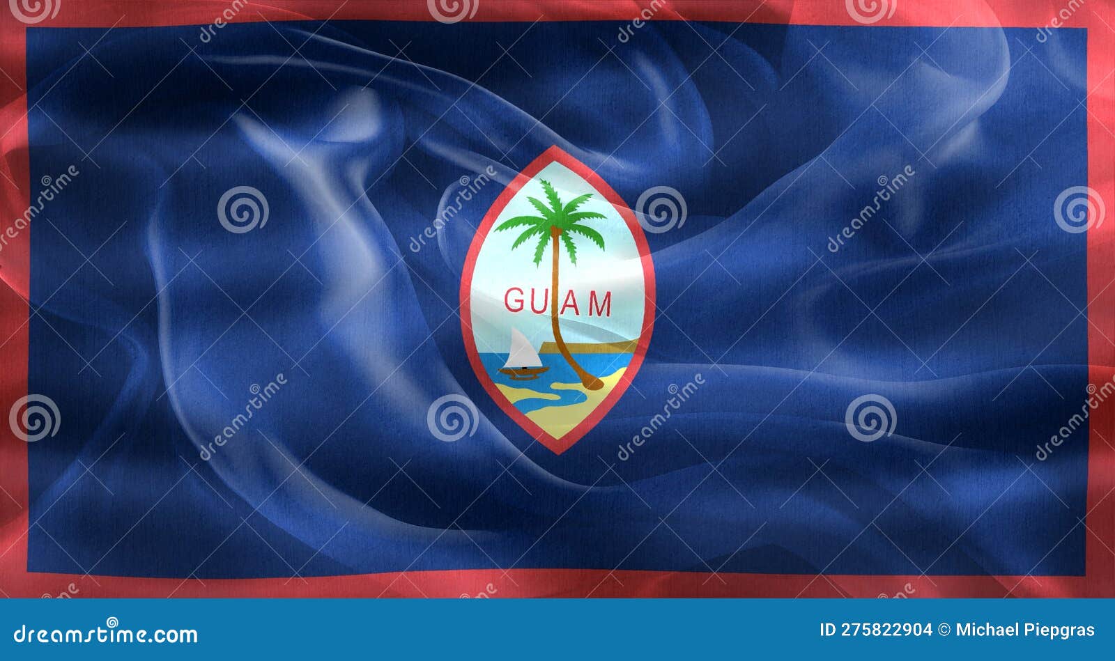 Guam Flag - Realistic Waving Fabric Flag Stock Illustration ...