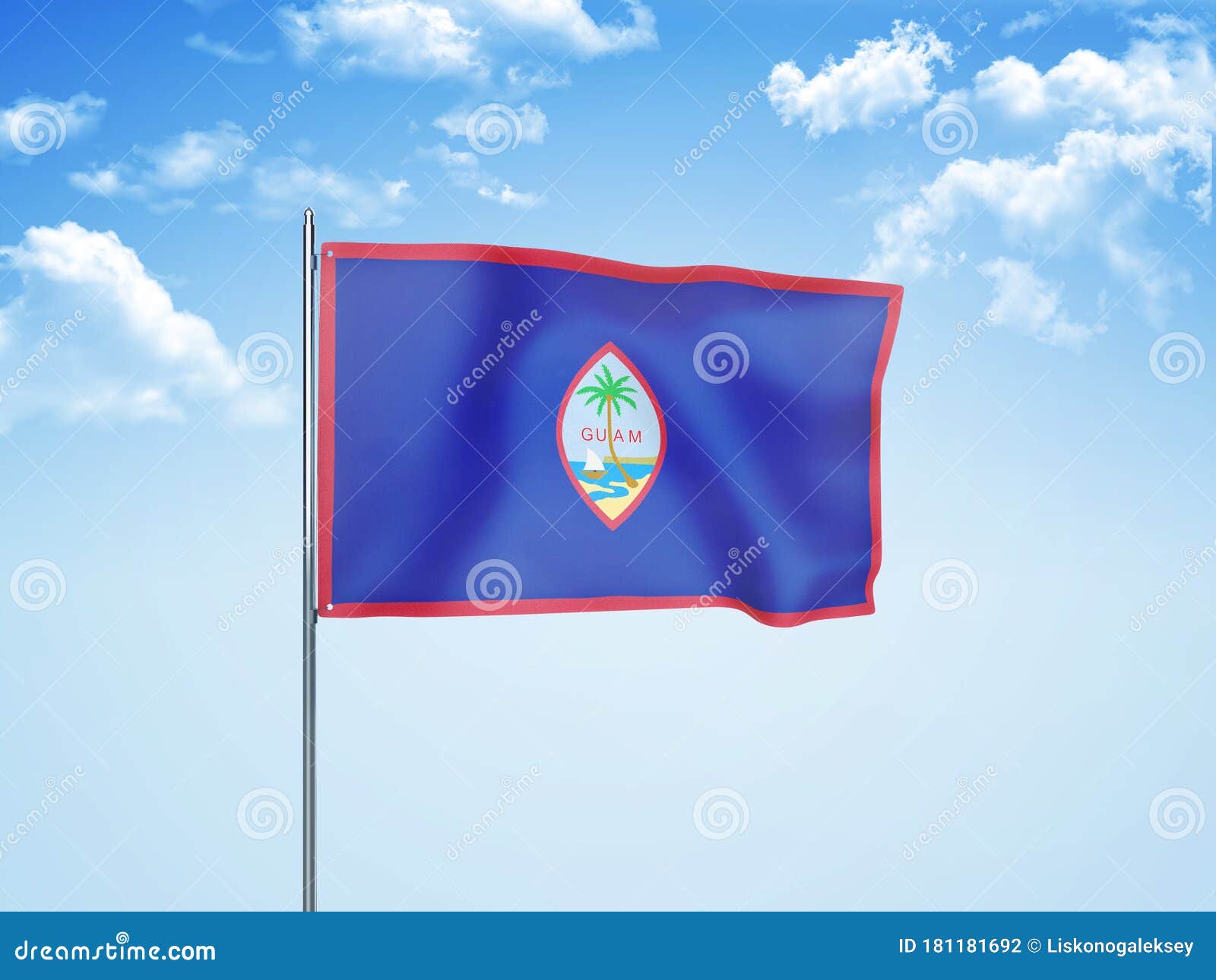 Guam Flag Waving With The Wind. Royalty-Free Cartoon | CartoonDealer ...