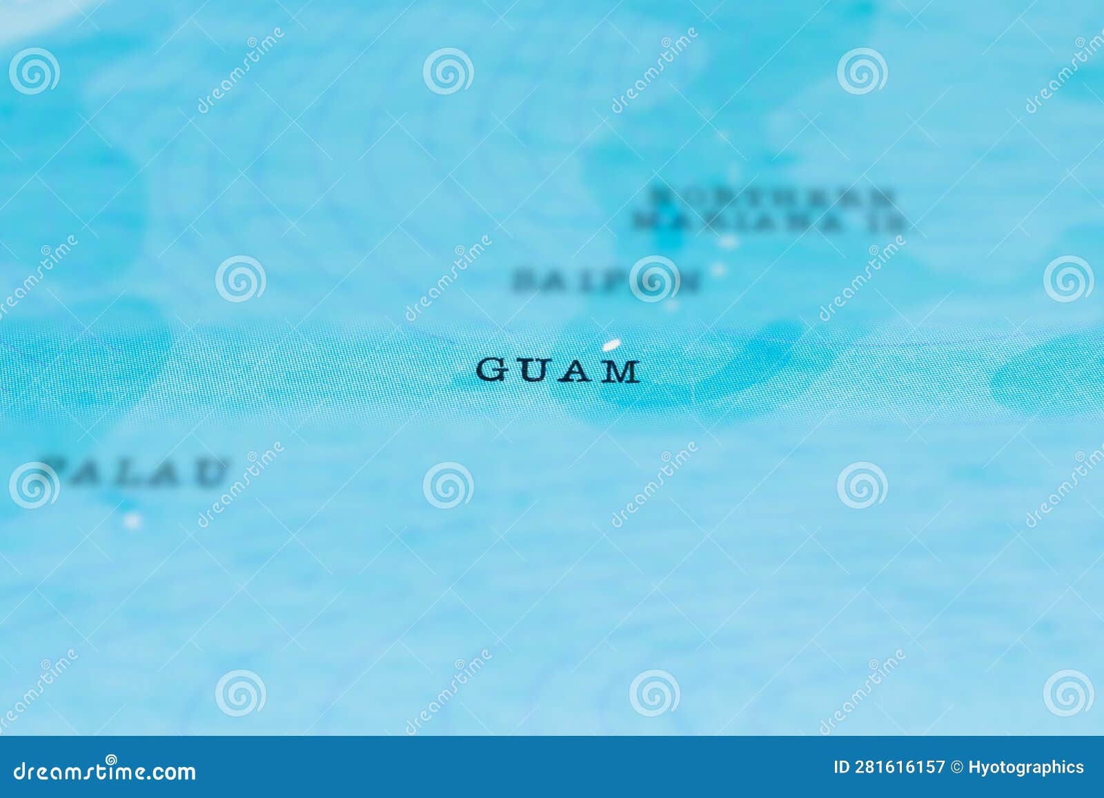 Guam in Focus on a Tilted World Map. Stock Illustration - Illustration ...
