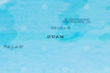 Guam in Focus on a Tilted World Map. Stock Illustration - Illustration ...