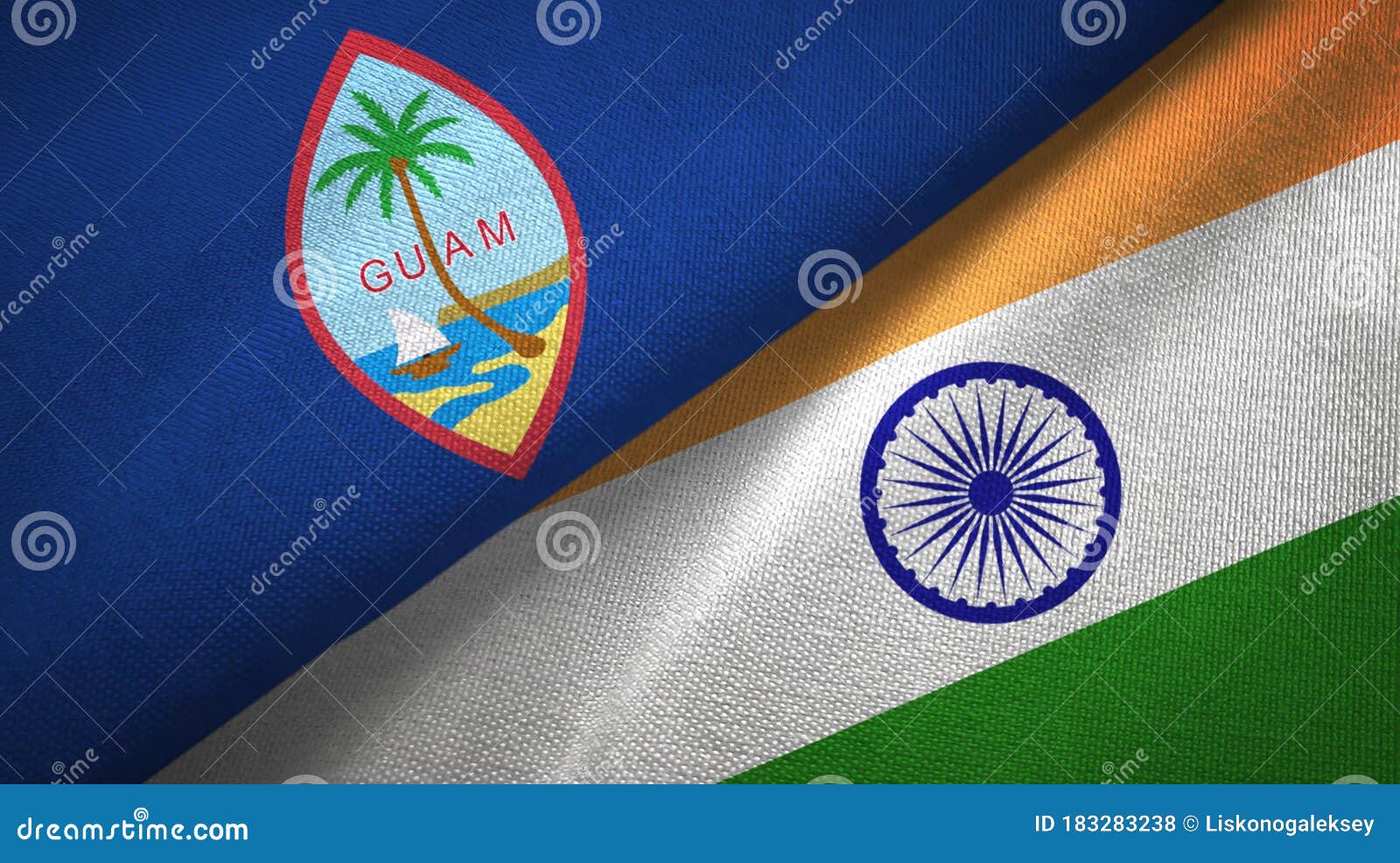 Guam and India Two Flags Textile Cloth, Fabric Texture Stock ...
