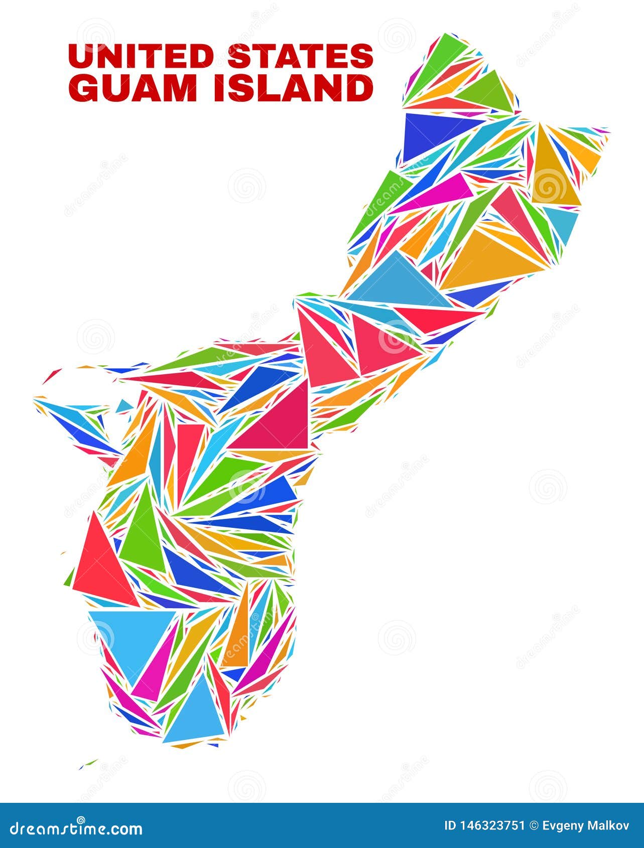 Guam Island Map - Mosaic of Color Triangles Stock Vector - Illustration ...