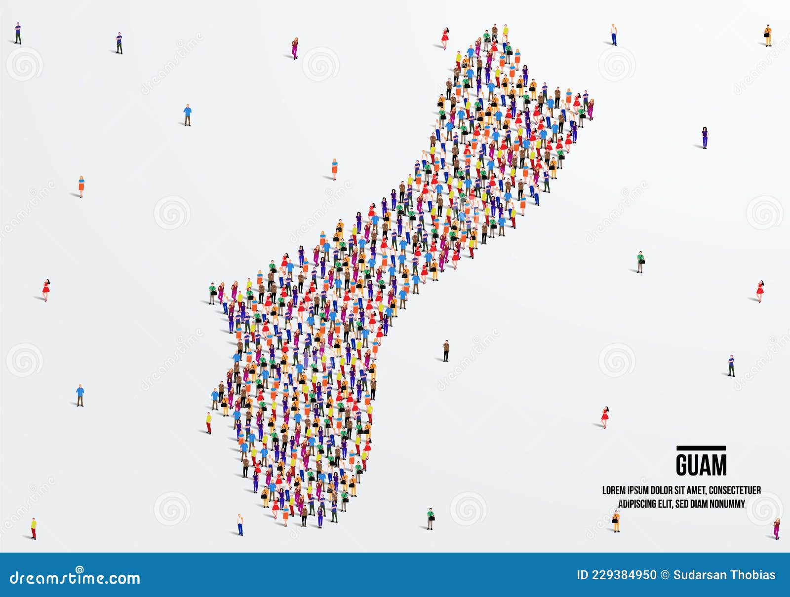 Guam Map. Large Group of People Form To Create a Shape of the Guam Map ...